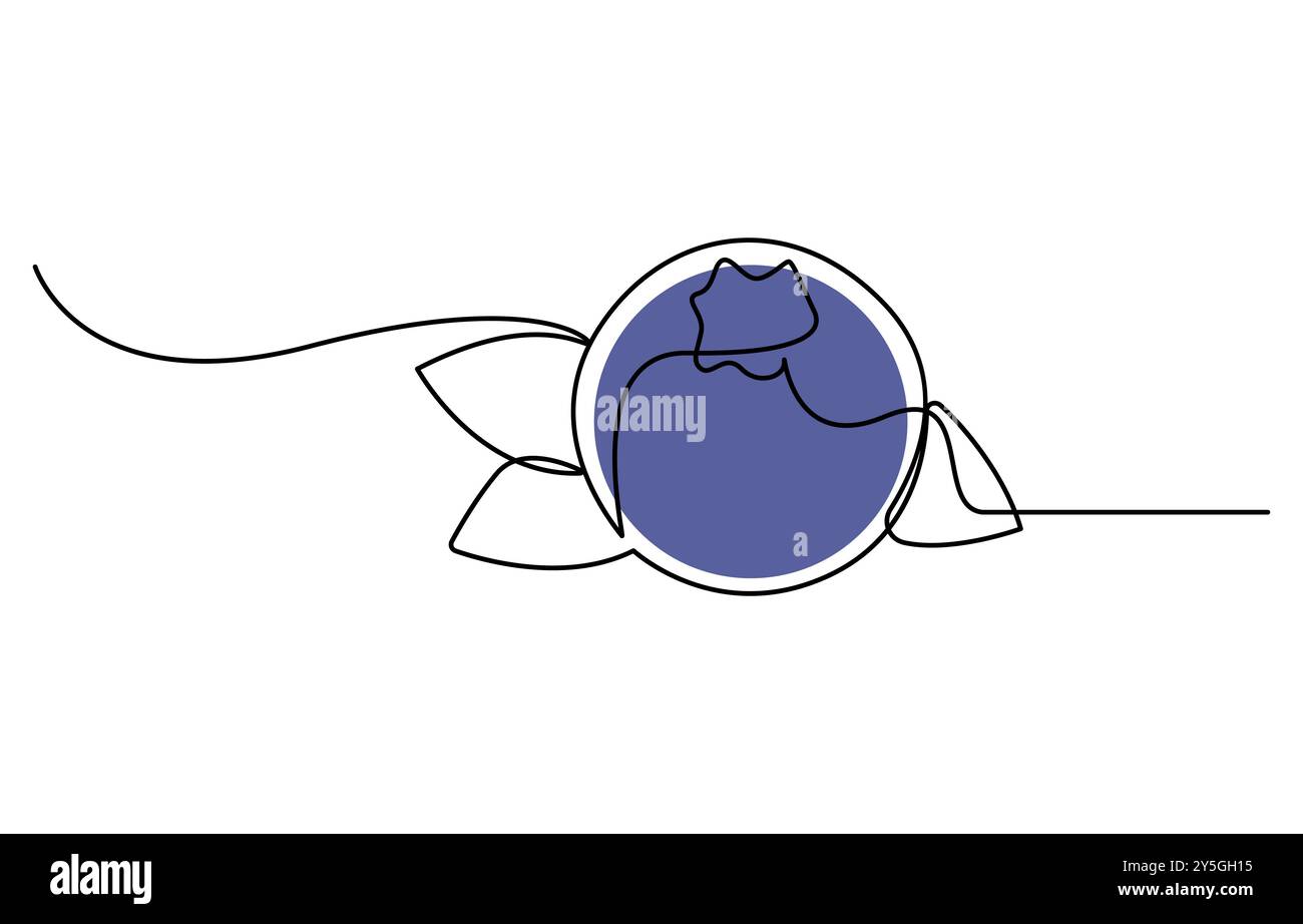 Blueberry vector illustration. One line drawing art illustration with ...