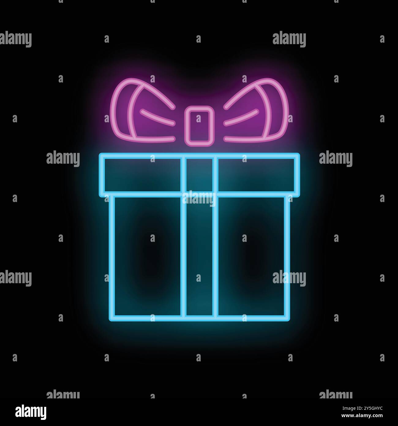 Neon gift box is glowing on black background Stock Vector Image & Art ...