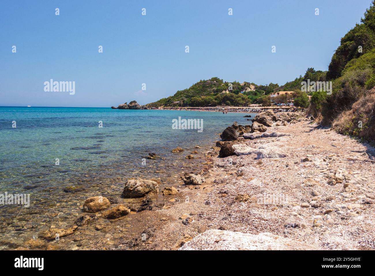 Beautiful sunny view of one of the Zakynthos Porto Zorro beaches ...