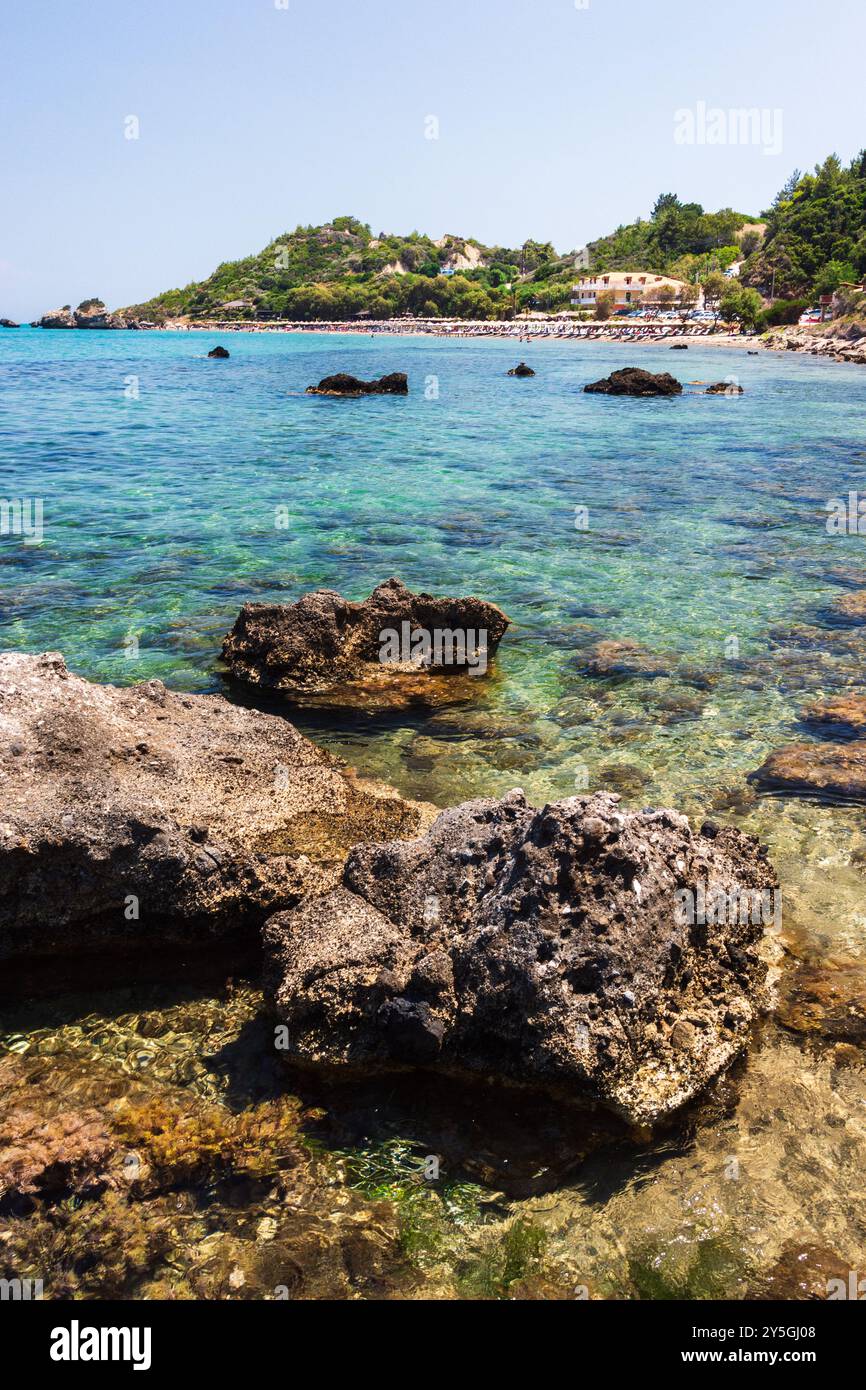 Beautiful sunny view of one of the Zakynthos Porto Zorro beaches ...