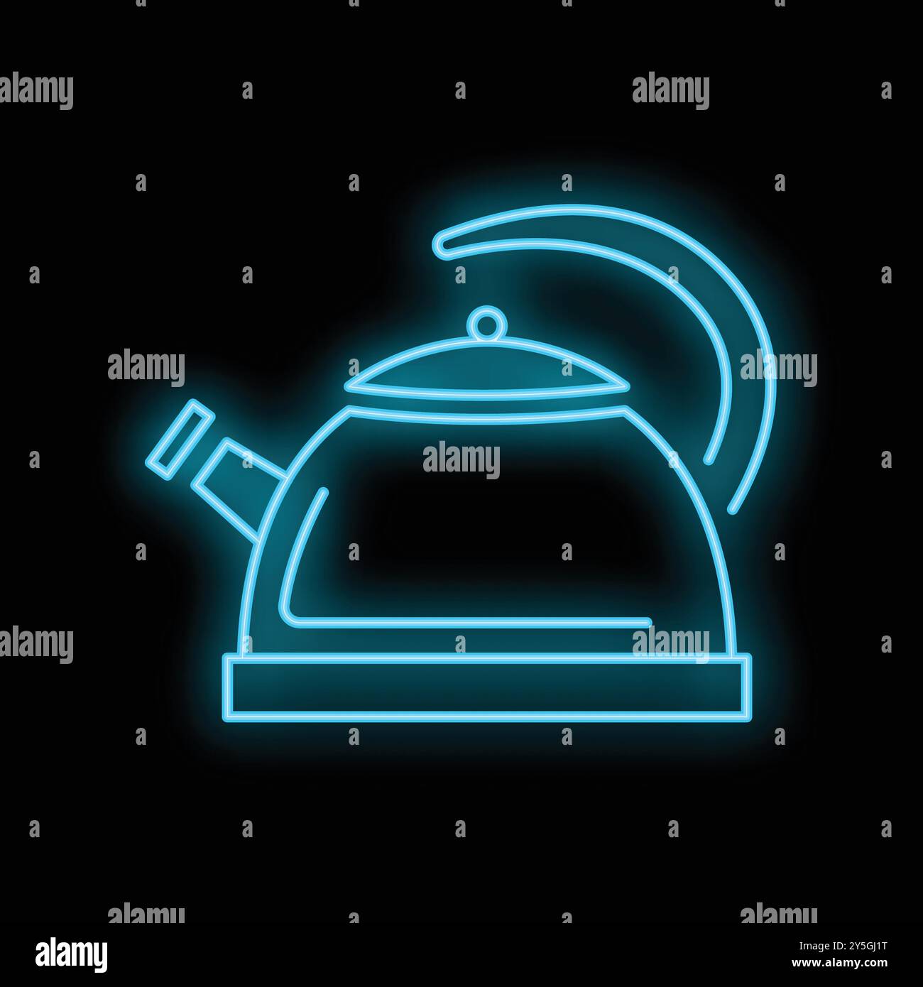 Blue neon sign of a kettle boiling water, perfect for signage in your kitchen or cafe Stock ...