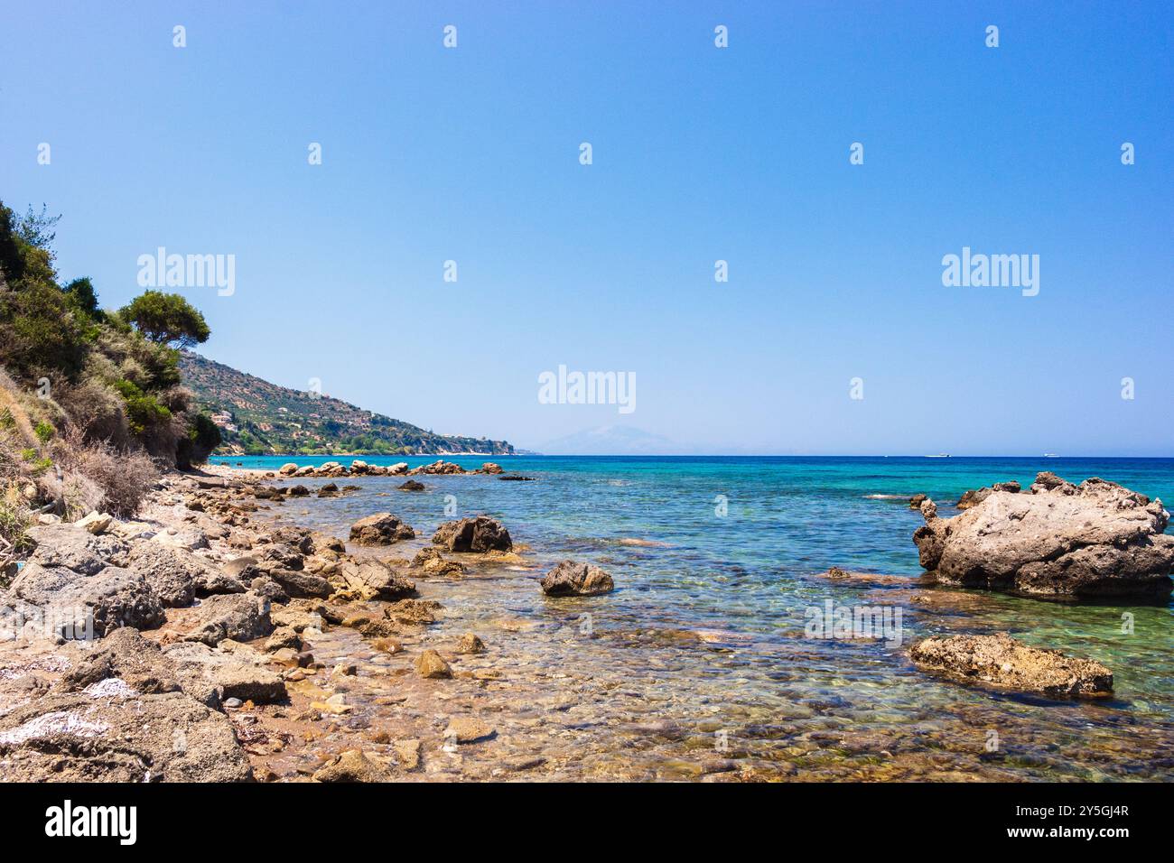 Beautiful sunny view of one of the Zakynthos Porto Zorro beaches ...
