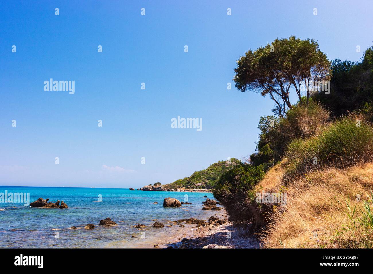 Beautiful sunny view of one of the Zakynthos Porto Zorro beaches ...