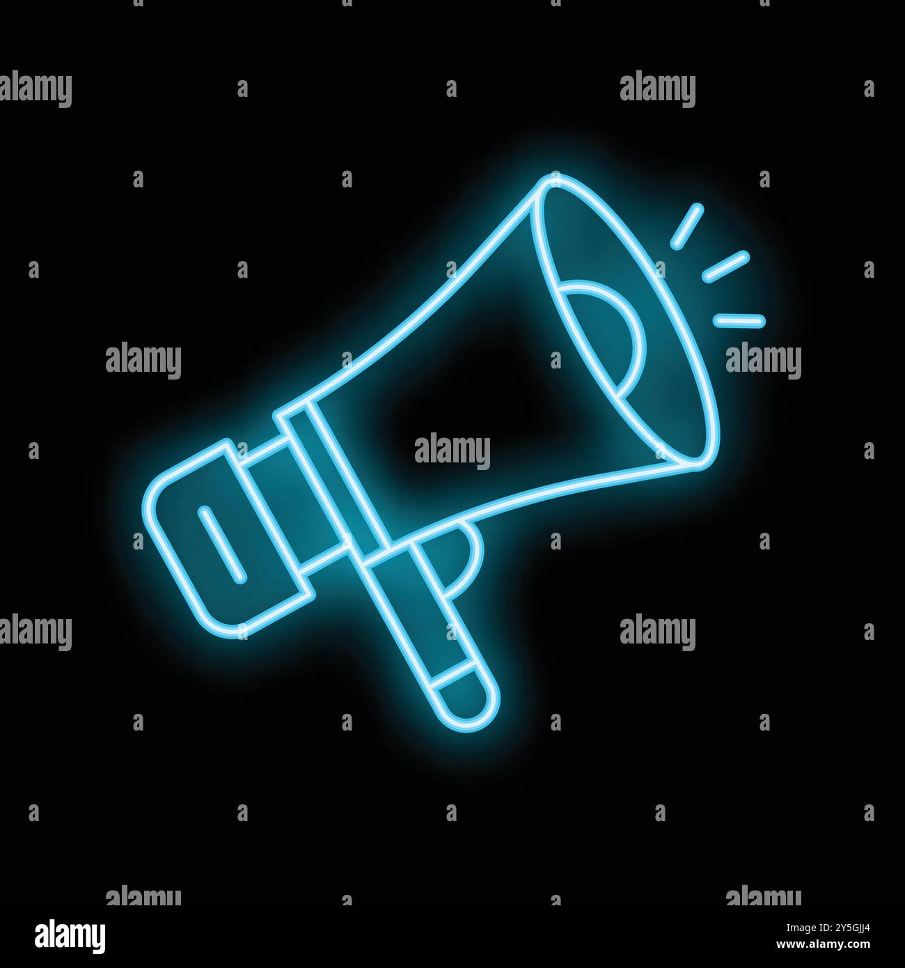 Blue neon megaphone symbolising an important announcement Stock Vector ...