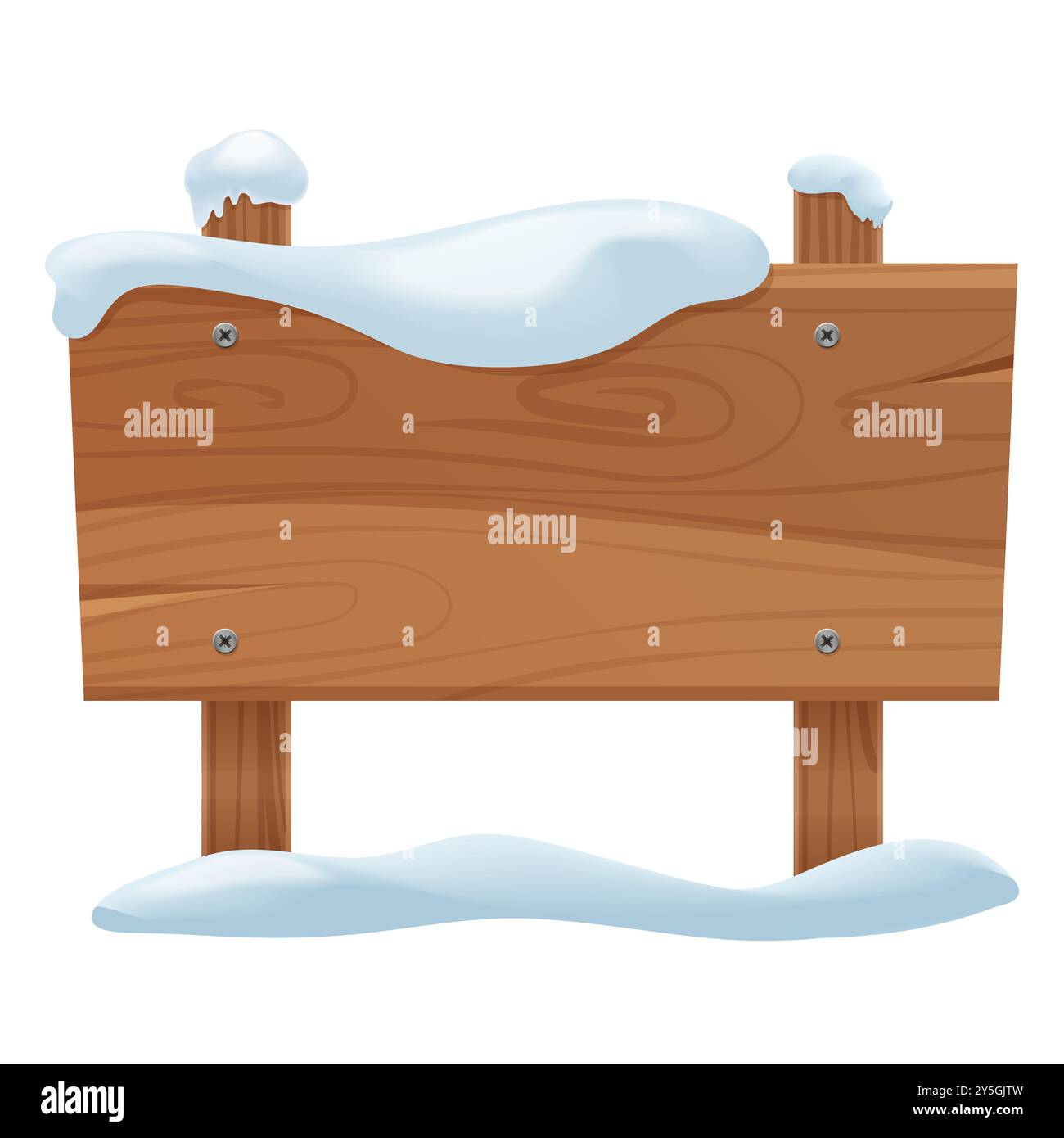 Snow covered cute wooden sign cartoon vector illustration Stock Vector ...