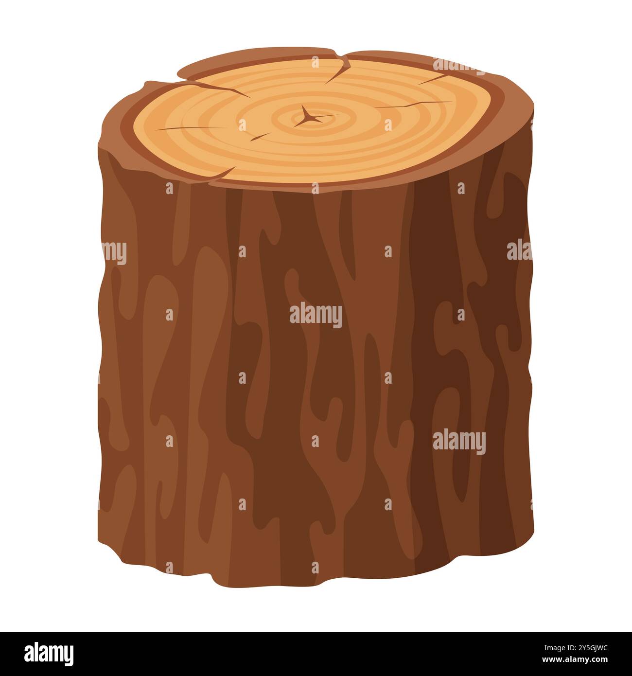 A vector illustration of a wooden log stump with detailed texture and ...