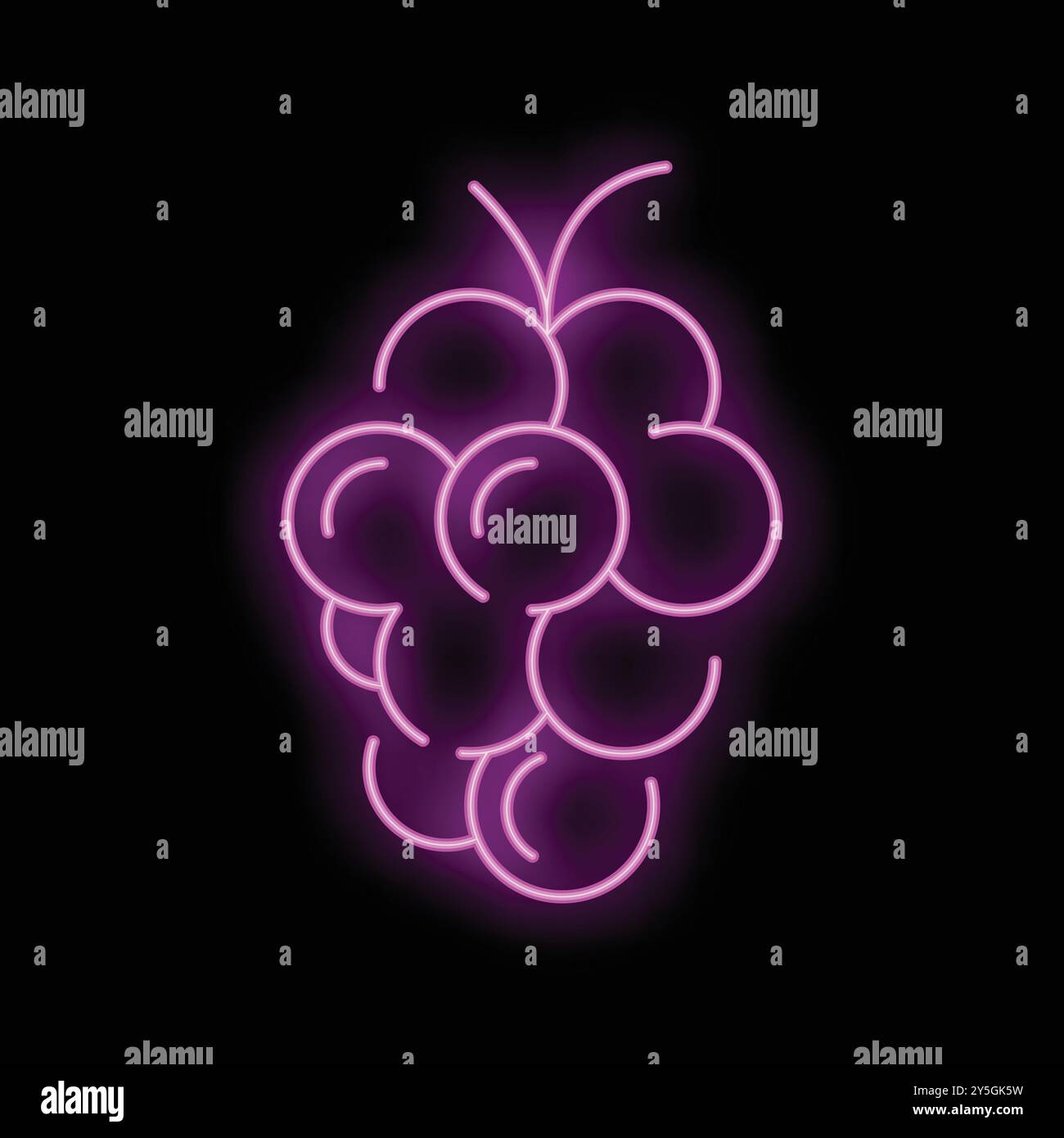 Neon sign showing glowing purple grapes on a black background, great ...