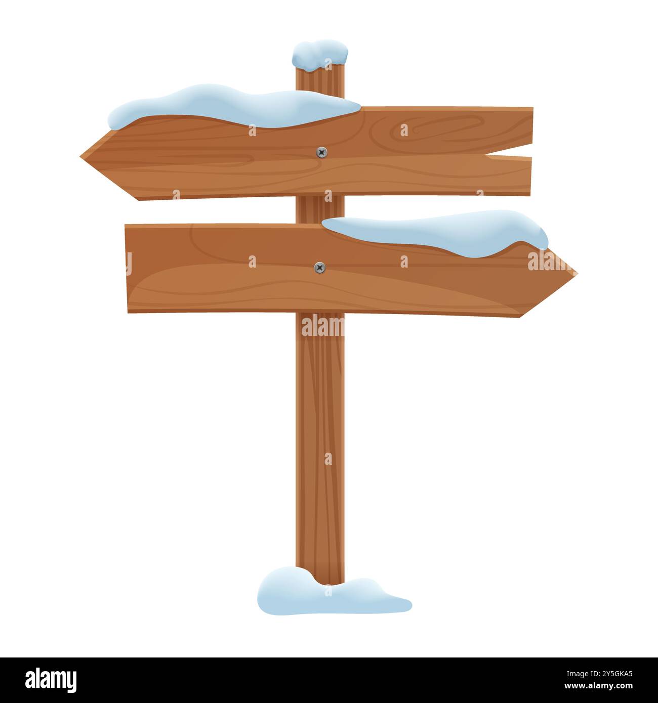 Vector illustration of wooden direction signs covered with snow, ideal ...
