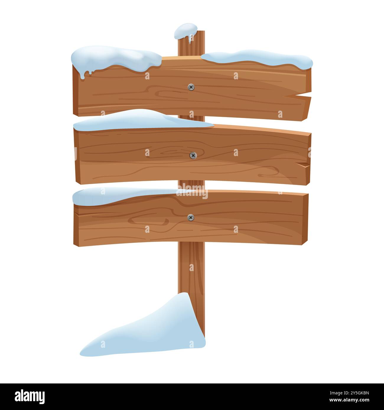 Vector image of wooden signposts with snow caps, perfect for winter-themed designs Stock Vector ...