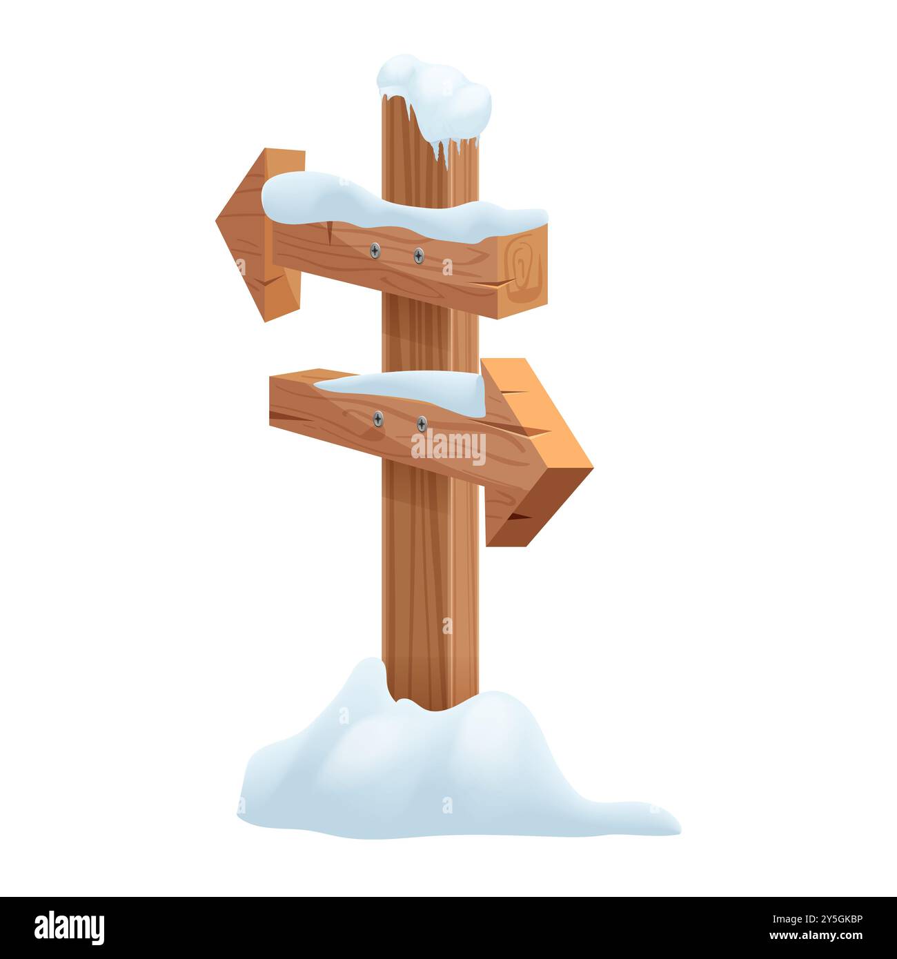 Vector design of wooden signposts in snow, suitable for winter and ...