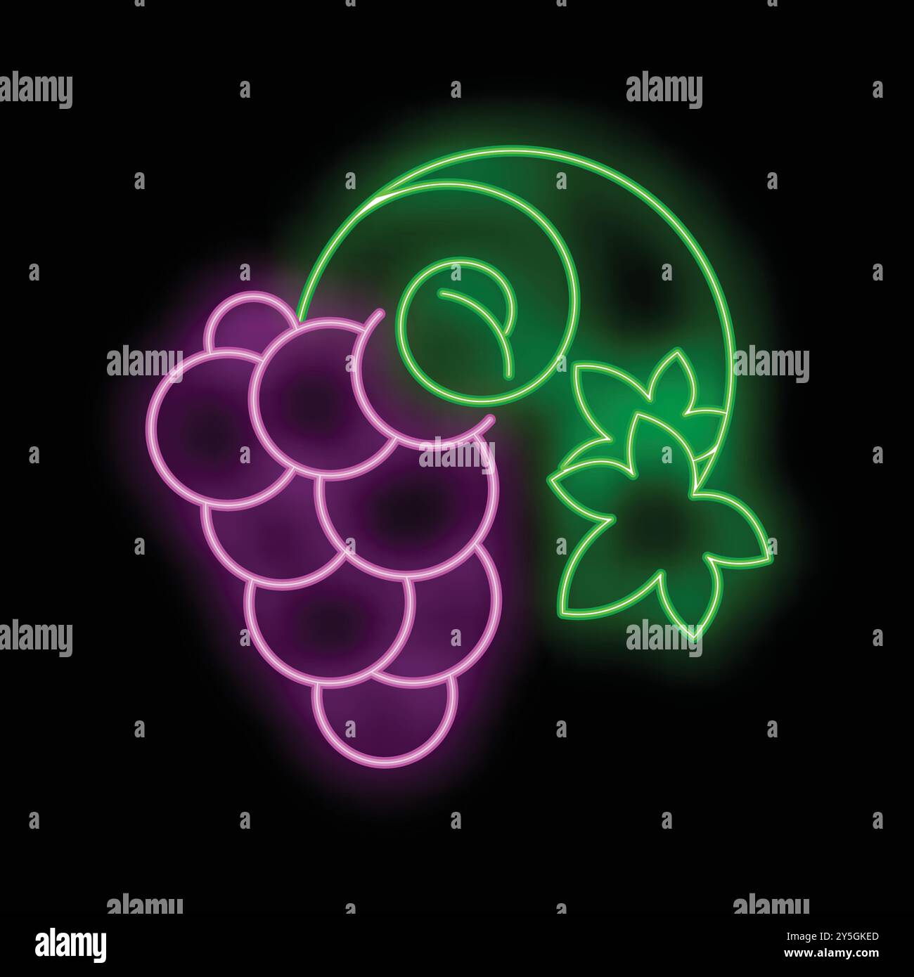 Neon sign showing a bunch of grapes hanging from a vine, with bright ...
