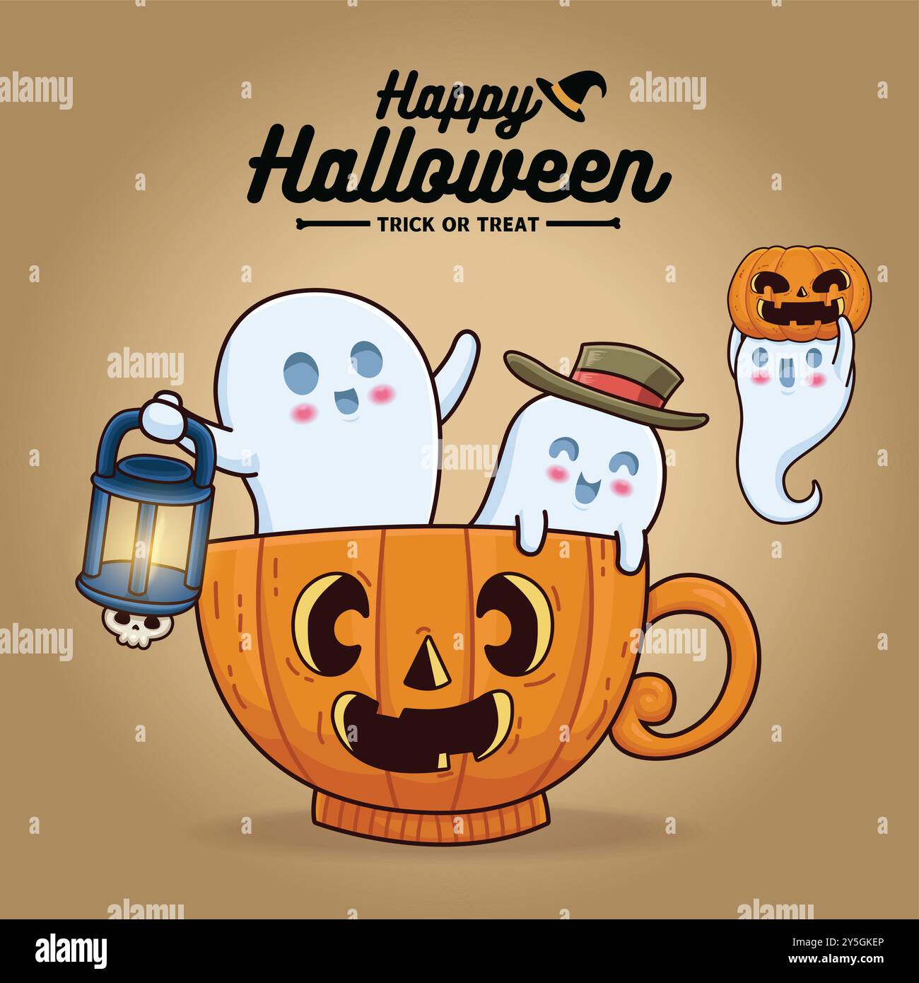 Vintage Halloween poster design with vector ghost character Stock ...
