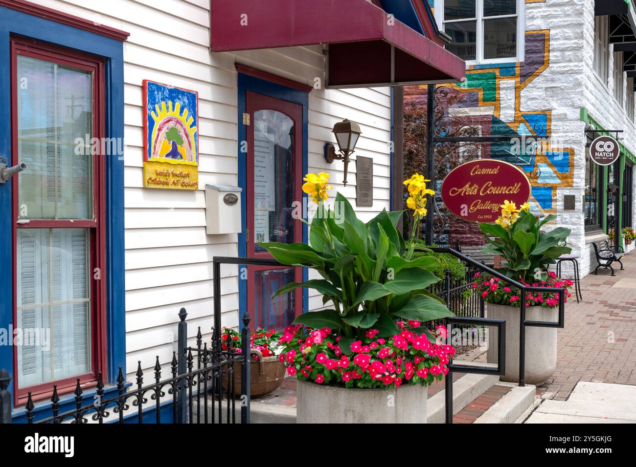 Charming art gallery in the town of Carmel, Indiana, USA Stock Photo ...