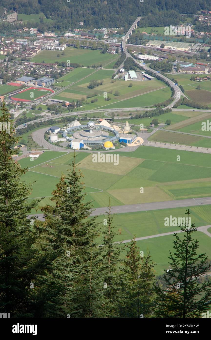 Aerial view of Interlaken, Switzerland, from Schynige Platte railway ...