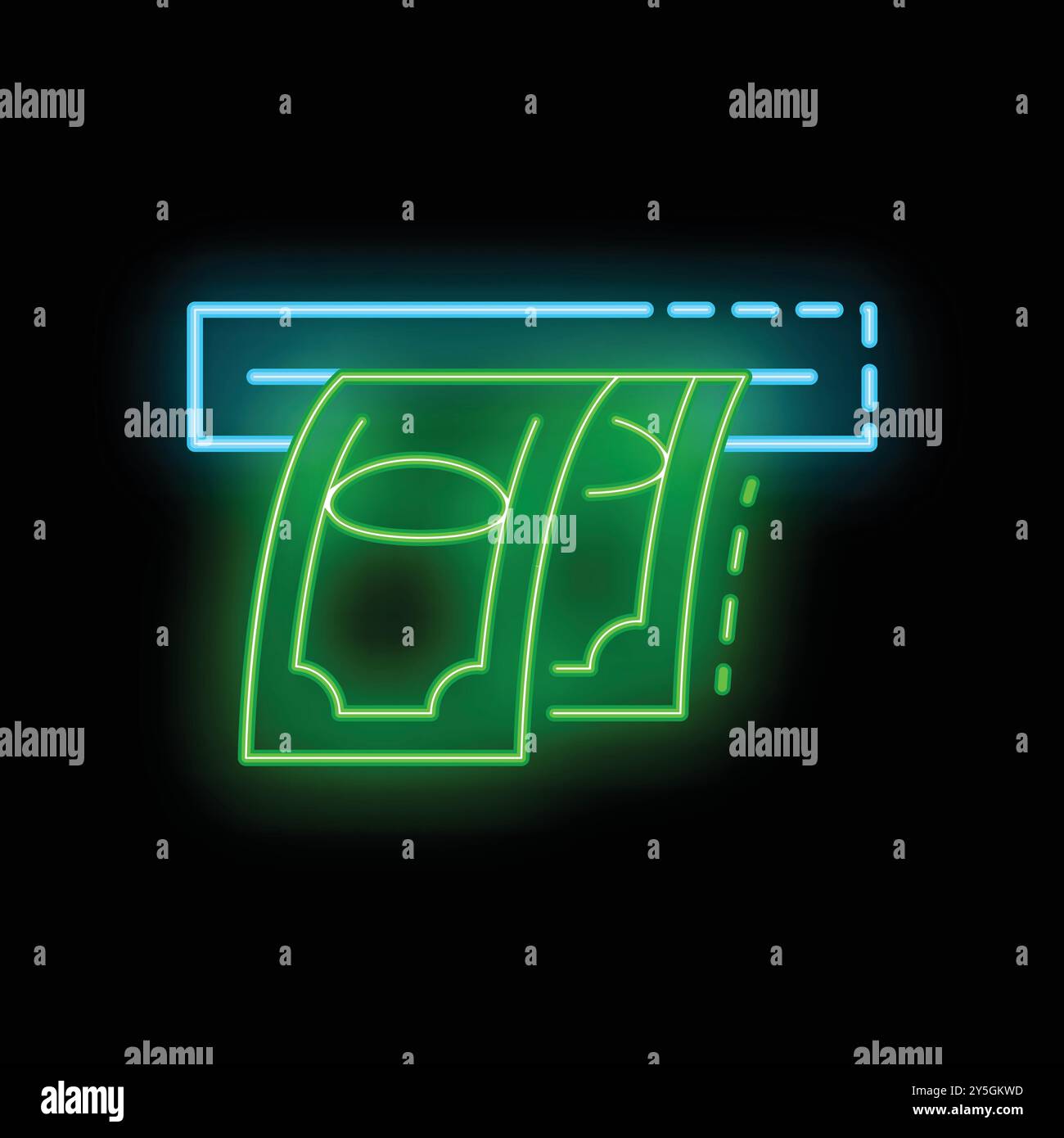 Neon sign illustrating an atm dispensing cash, perfect for representing ...