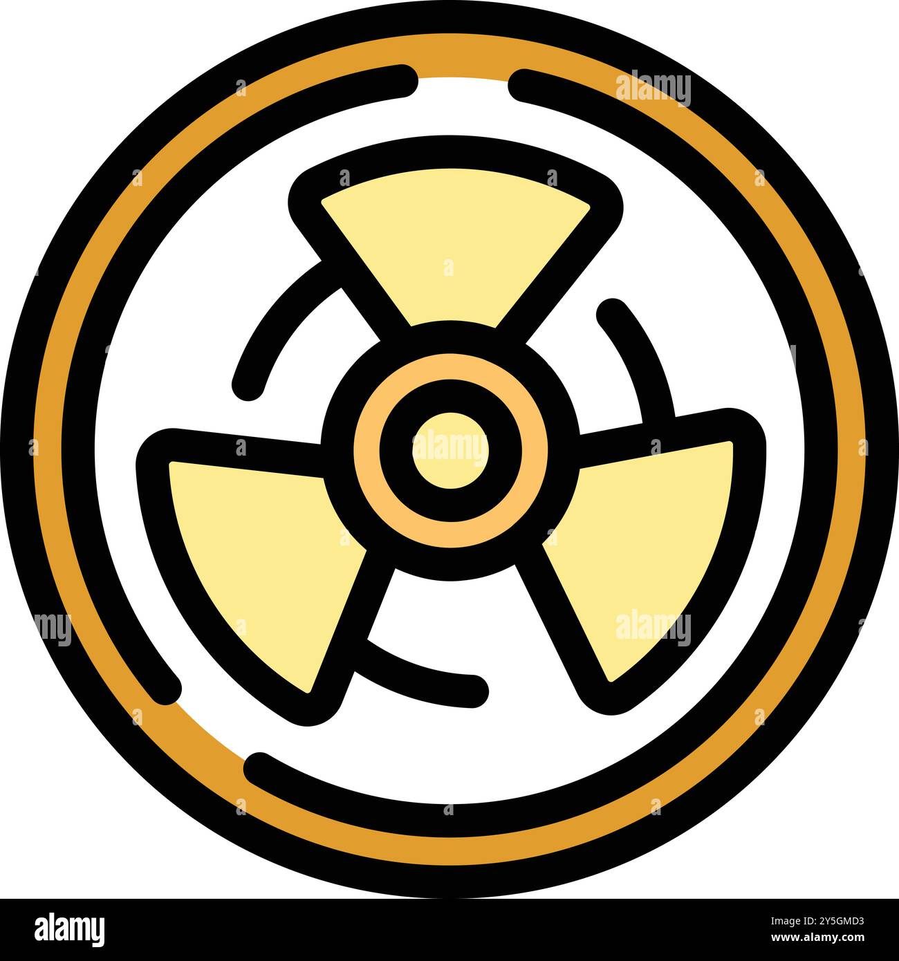 Yellow radioactivity symbol warning about hazardous materials and high ...