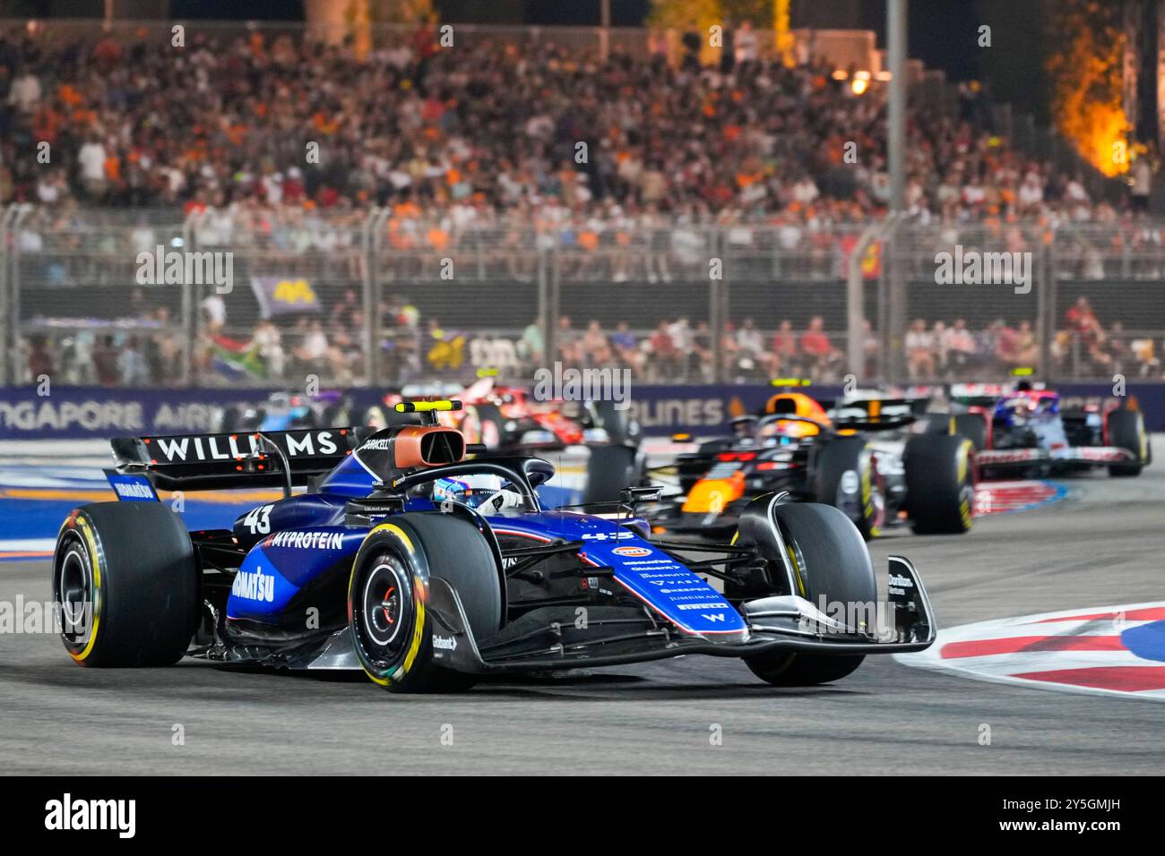 Williams driver Franco Colapinto of Argentina steers his car during the Singapore Formula One ...