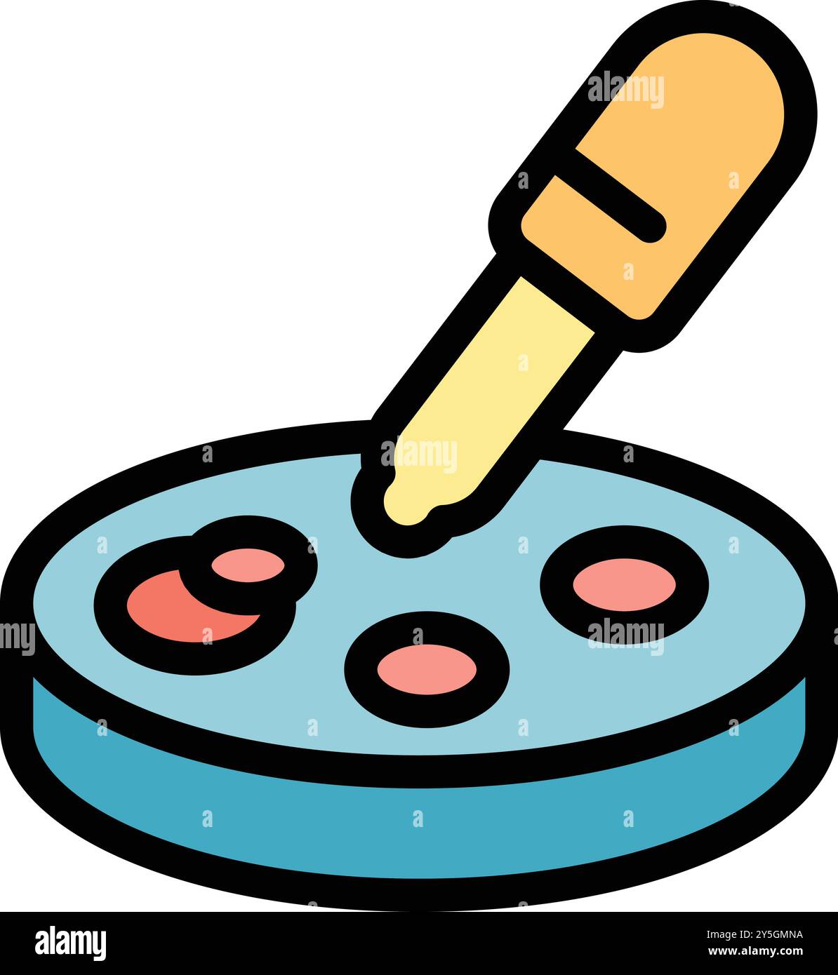 Colorful icon of a pipette dropping liquid on a petri dish ...