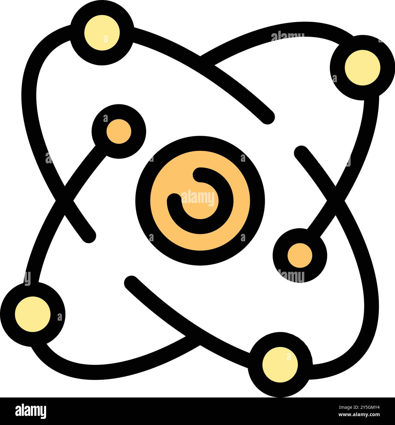 Electrons are rotating around the nucleus of an atom, symbolizing scientific research Stock ...