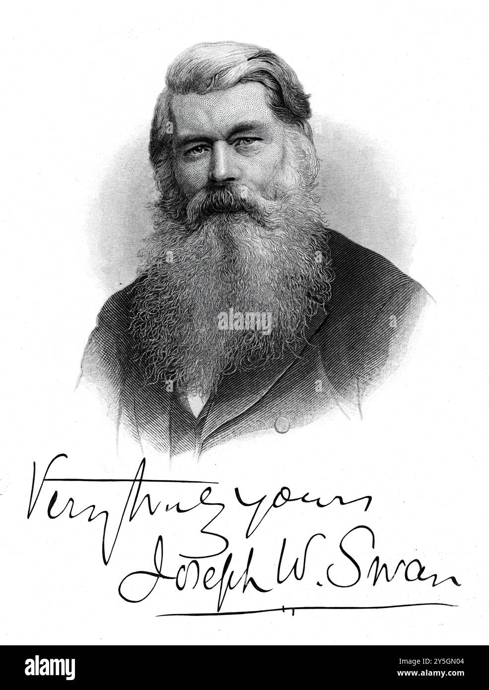 Joseph Wilson Swan (1828-1914 ) - Portrait, Historical engraving Stock ...