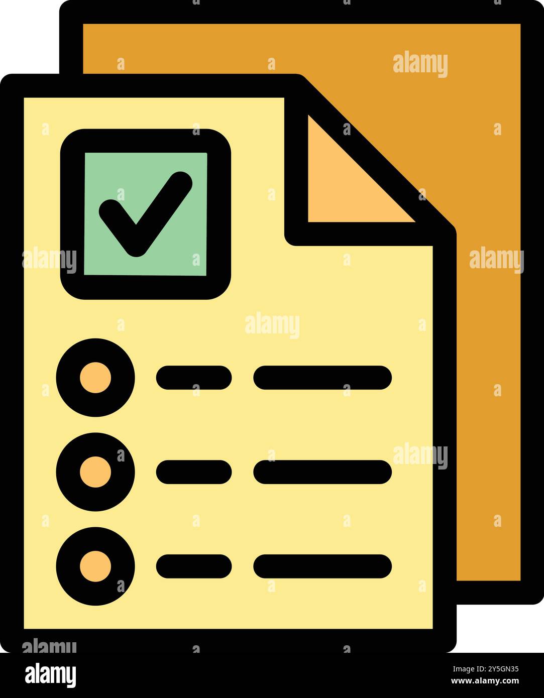Stylized icon of a document with a green checkmark indicating approval ...