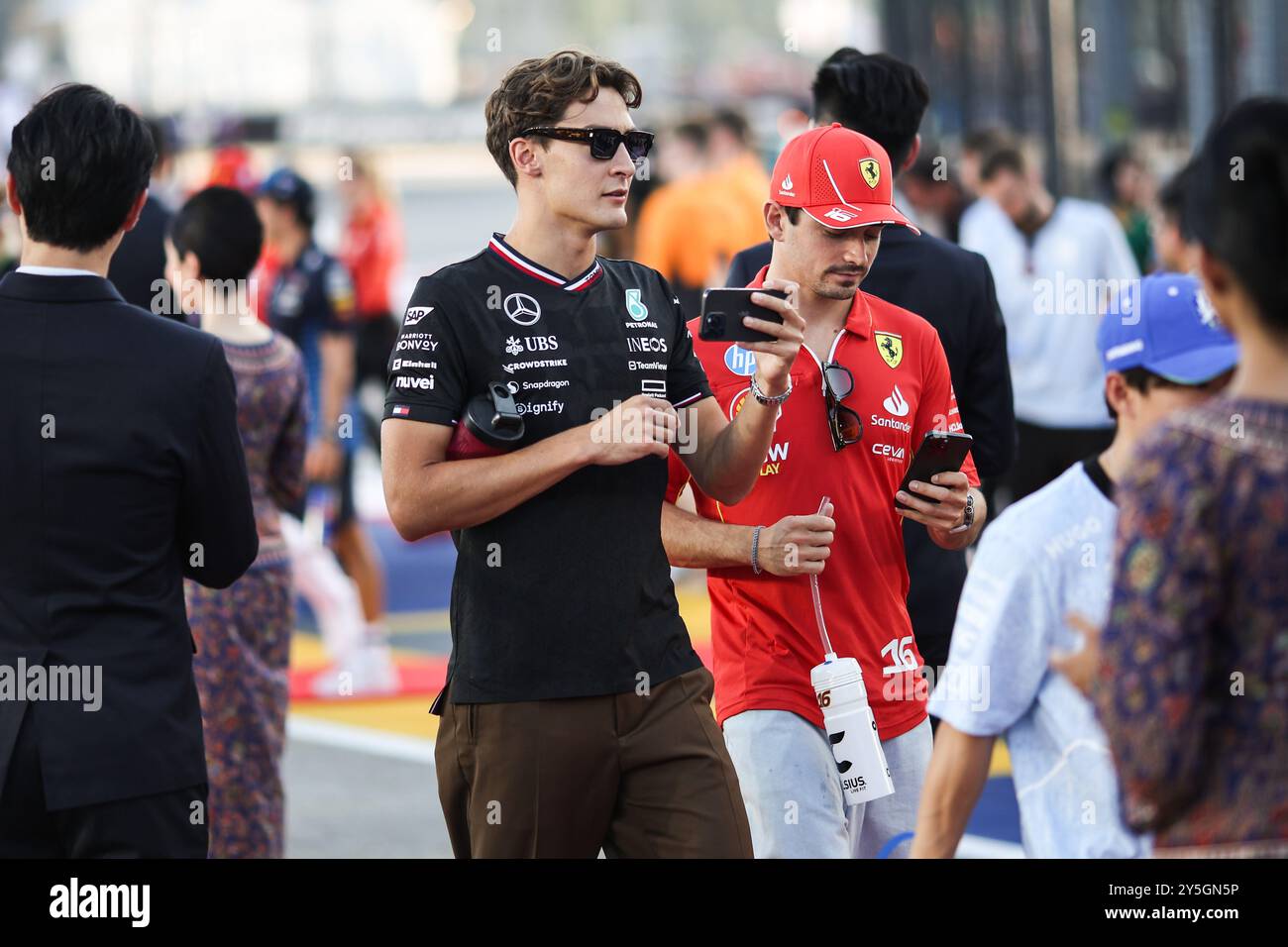 RUSSELL George (gbr), Mercedes AMG F1 Team W15, portrait LECLERC ...