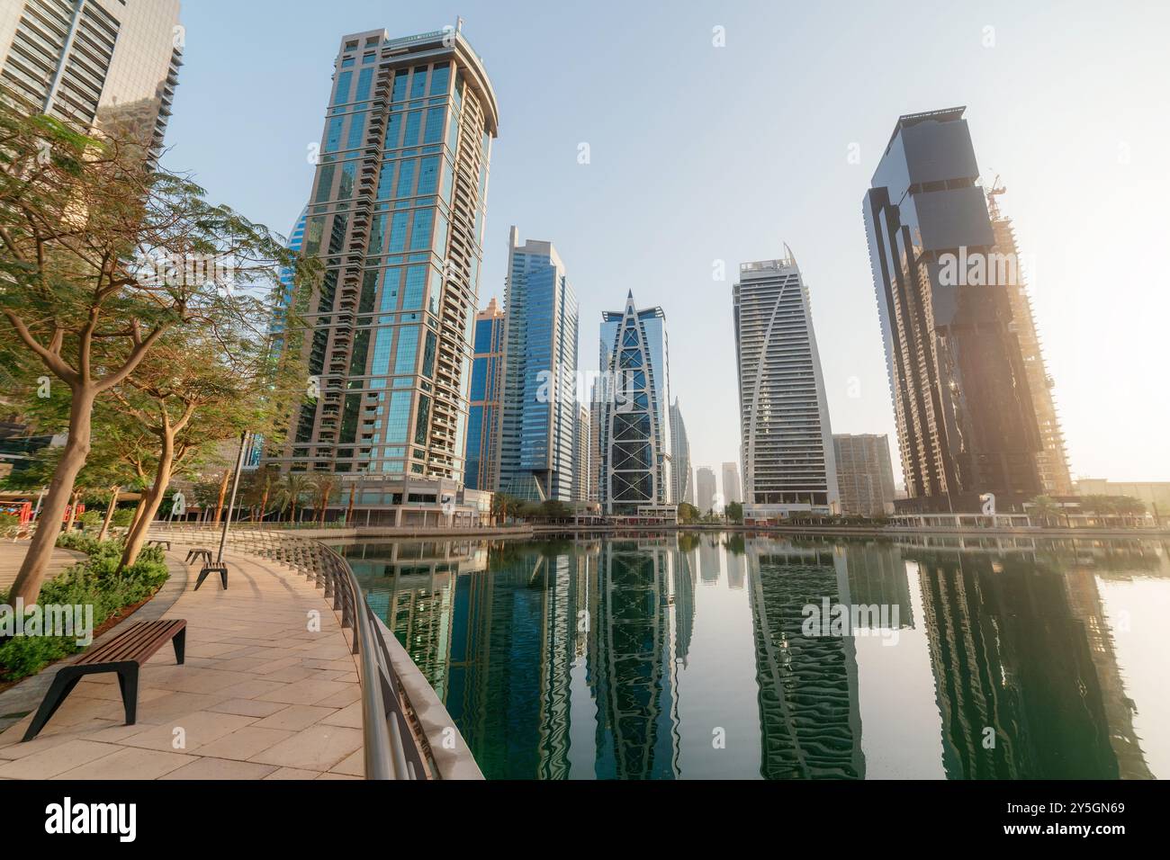 Panoramic view of Jumeirah Lakes Towers in Dubai, UAE Stock Photo - Alamy