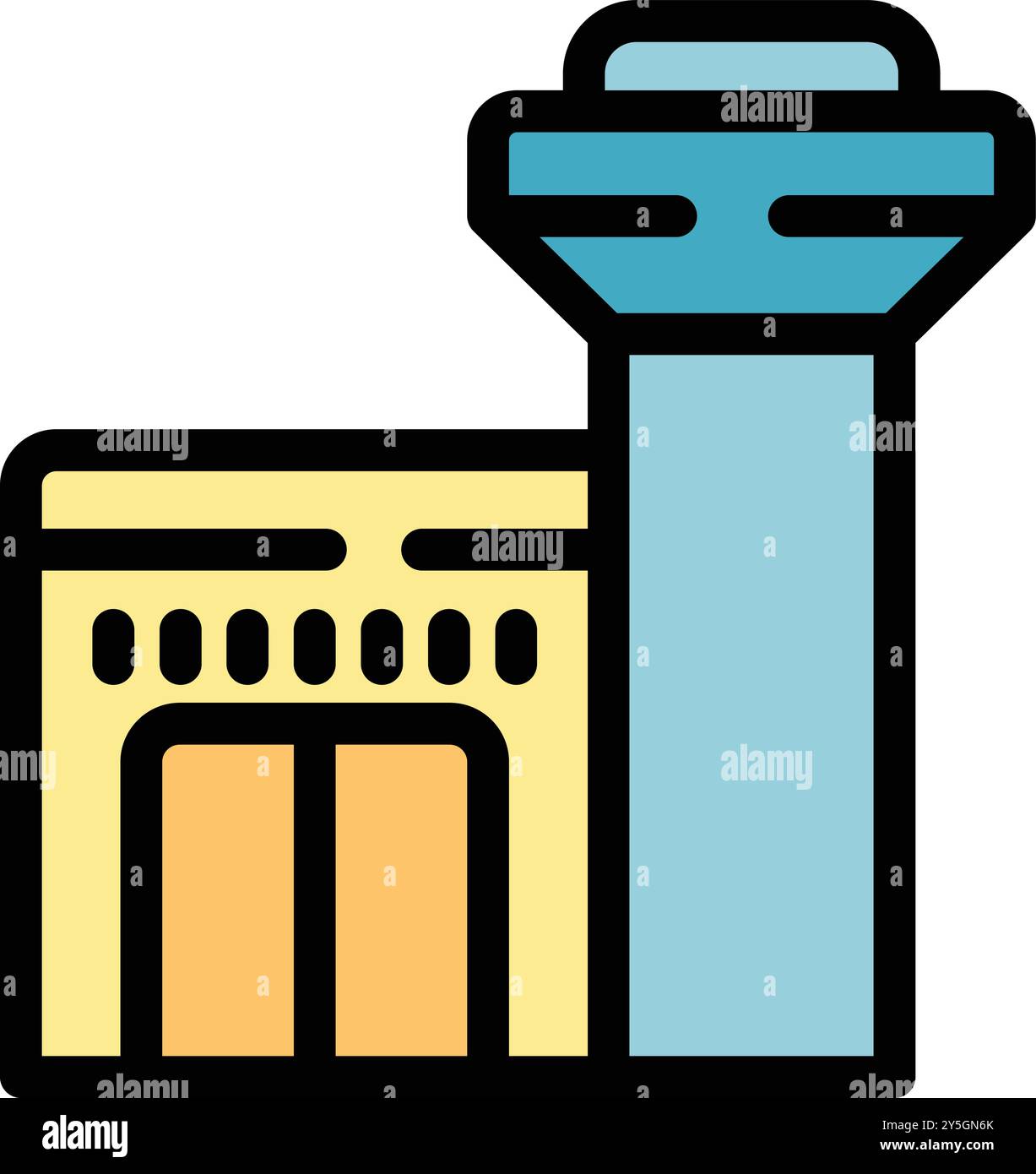 This icon of an airport terminal building with a control tower ...