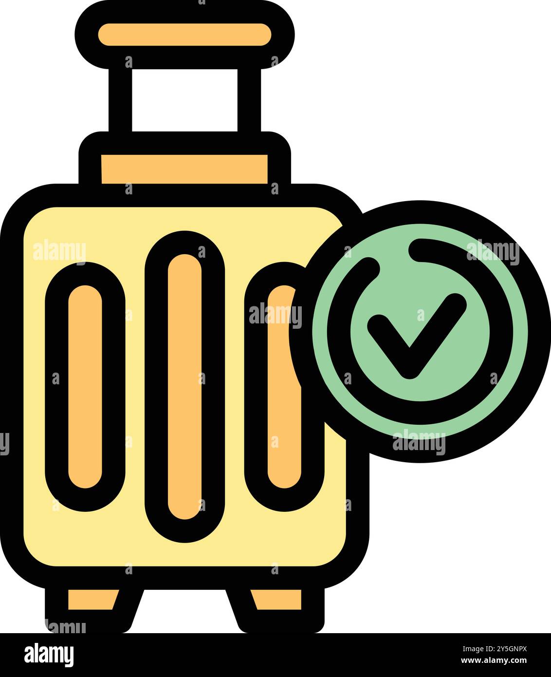 Luggage check mark symbol representing baggage allowance for travel ...