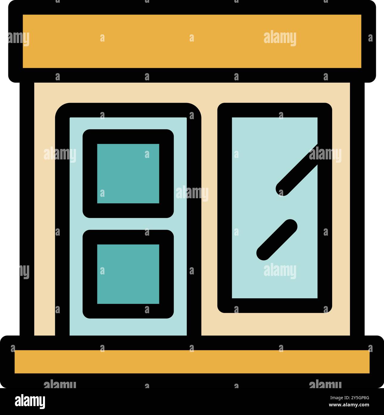 Simple vector icon of a small shop store building facade showing closed ...