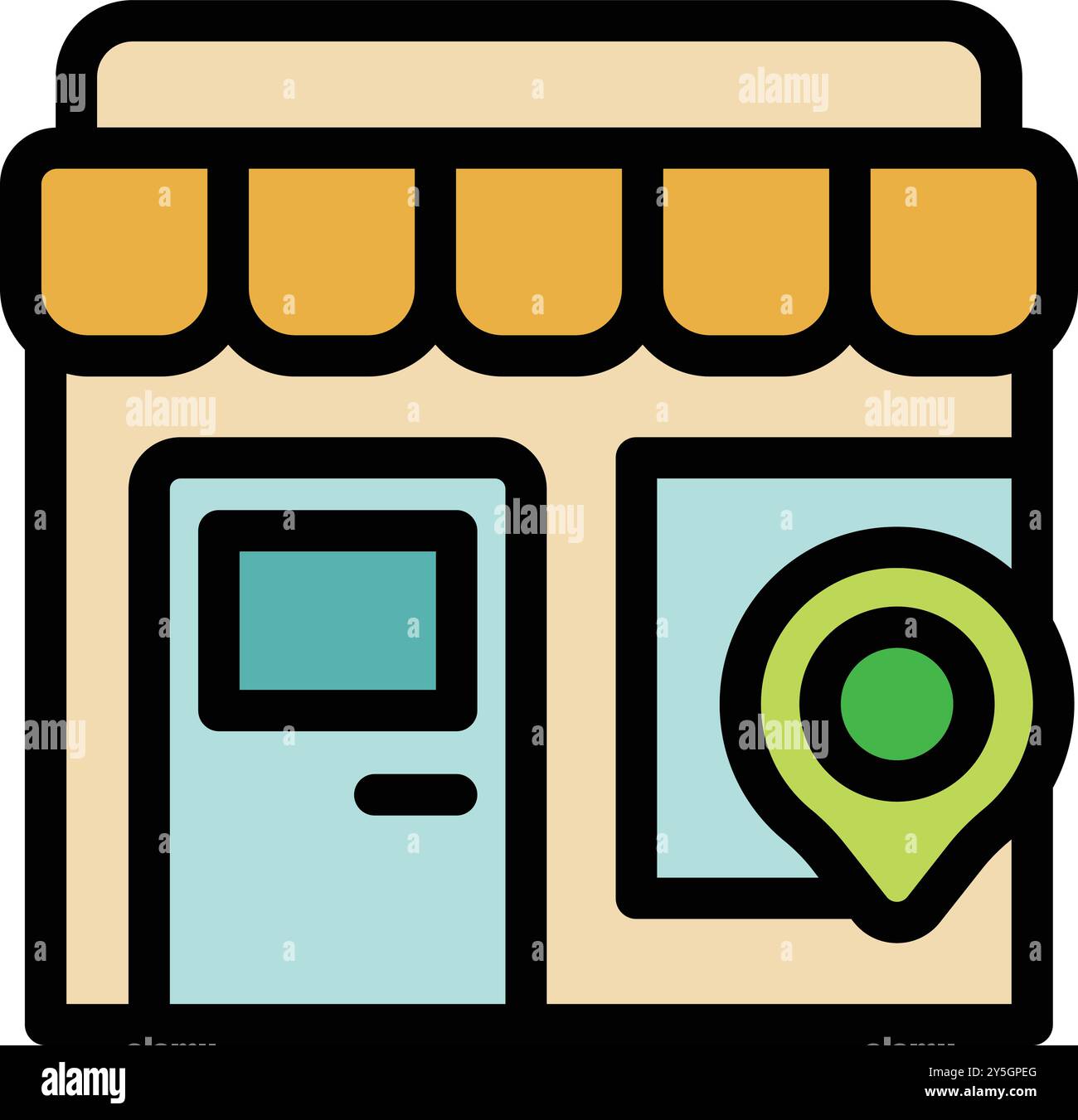 Colorful icon of a store location pin showing shop availability for ...