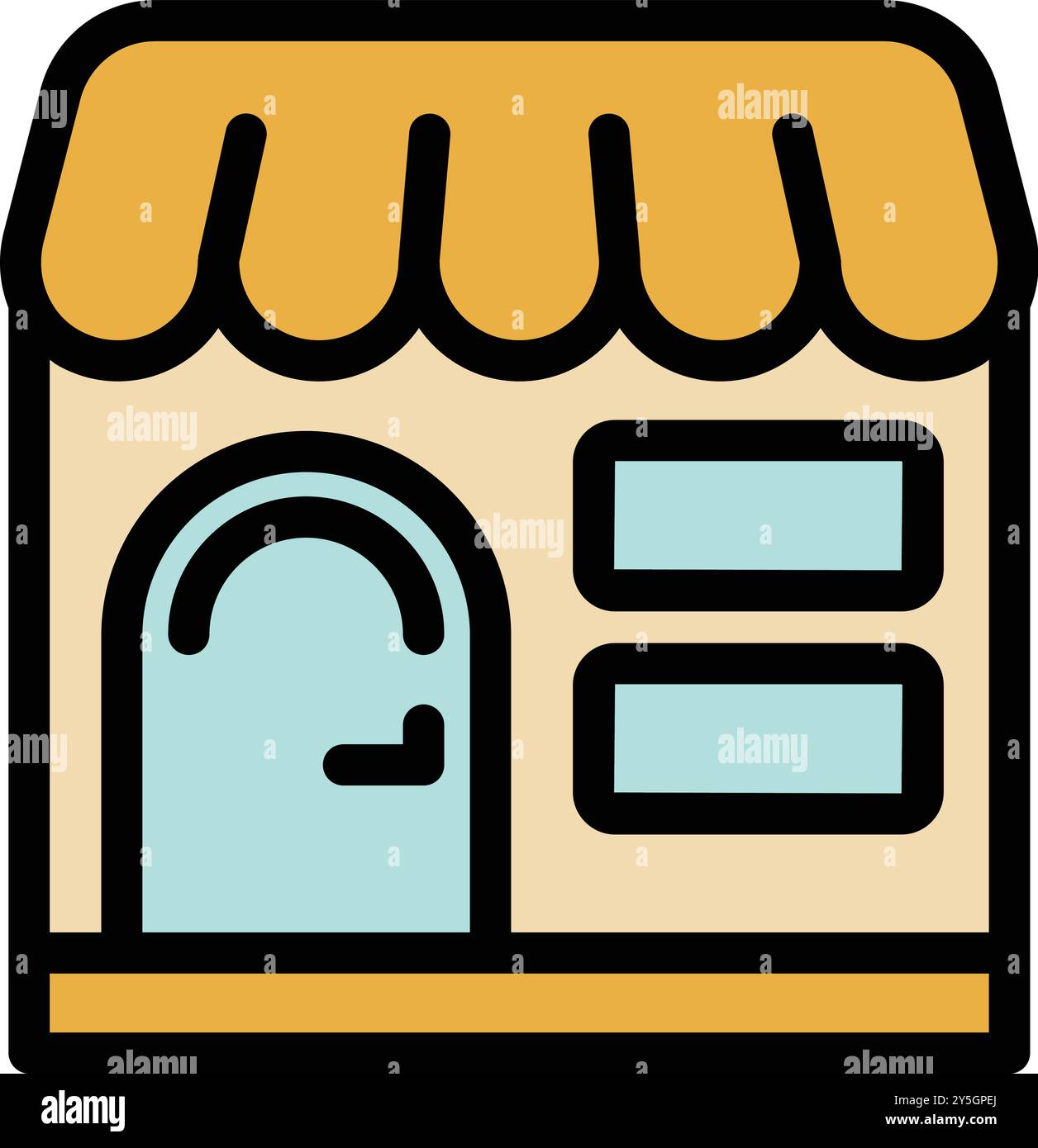 This vector illustration features a charming small business storefront ...