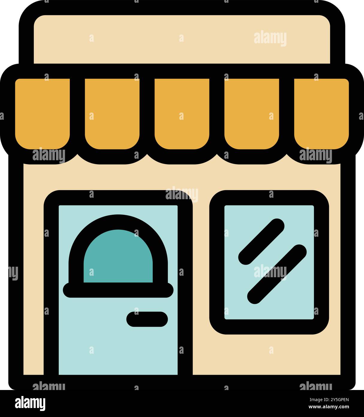 Simple icon of a small business storefront with large windows ...