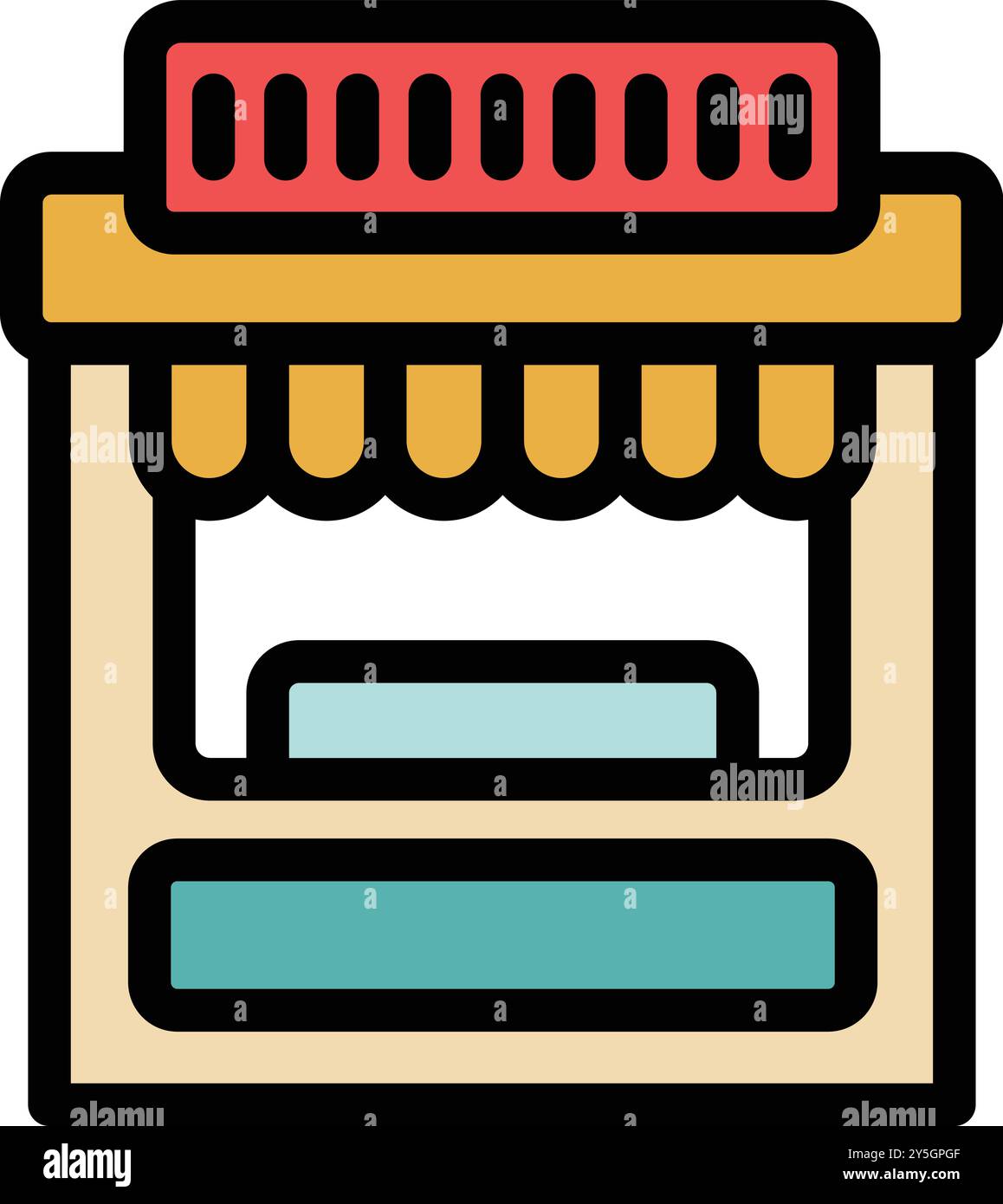 This colorful icon depicts a street food stall selling fast food Stock ...
