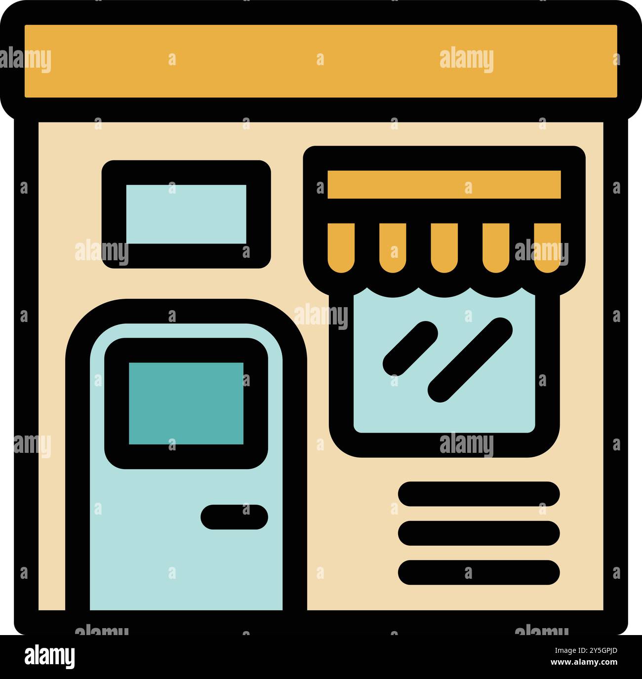 Simple icon of a small business storefront facade with awning and ...