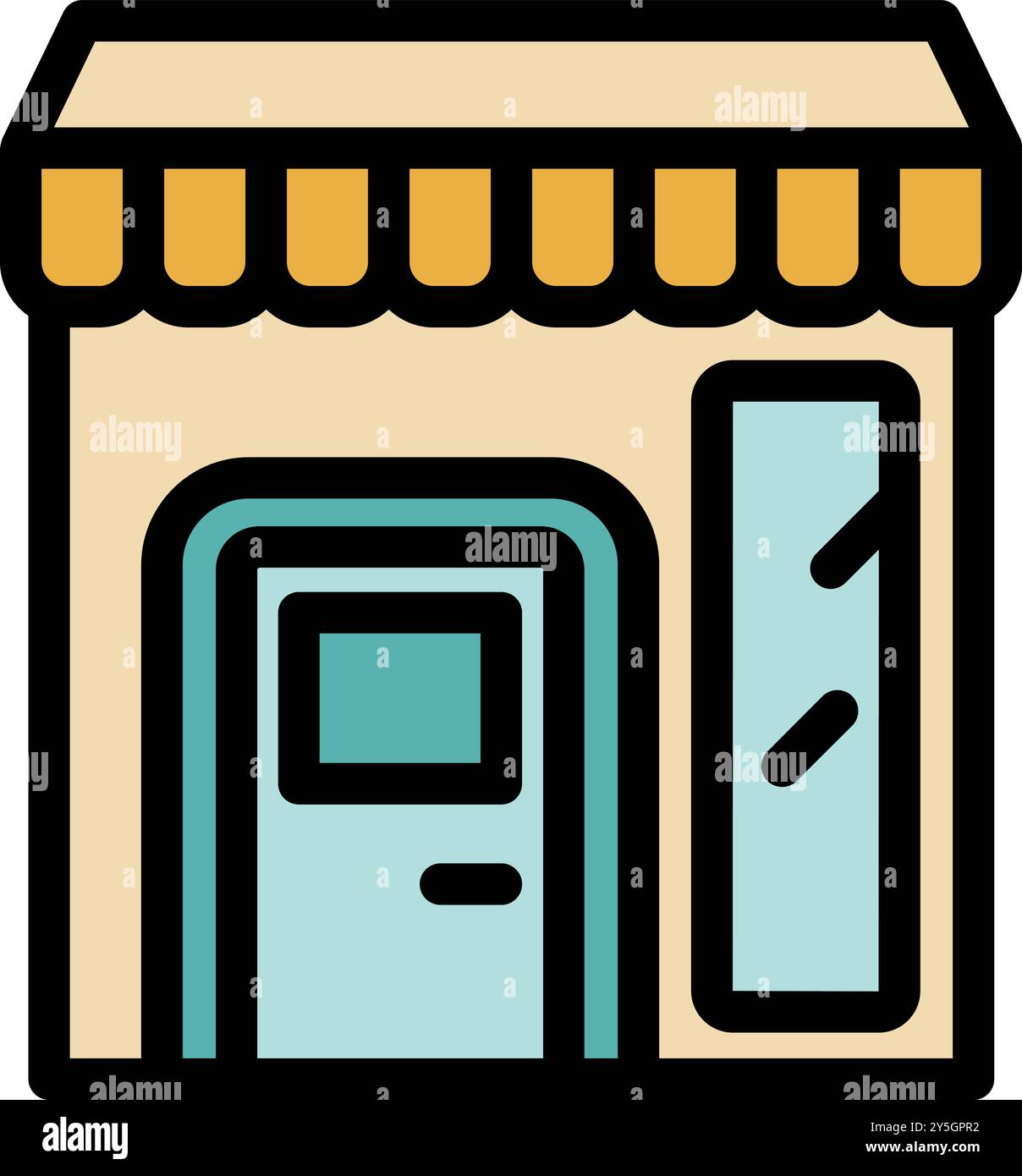 Simple flat vector icon of a small business storefront facade with ...