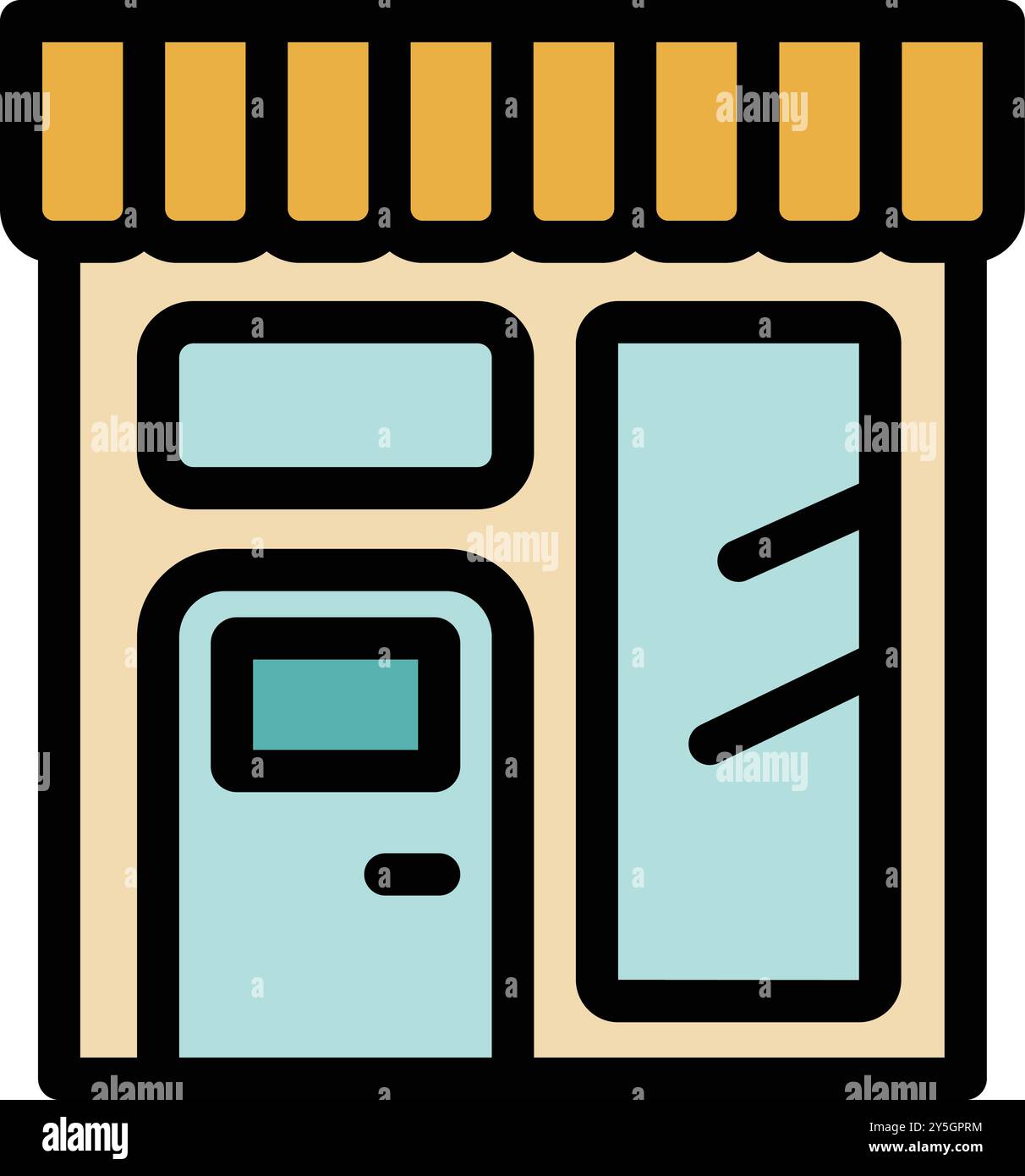 Colorful store front icon representing a commercial building used for ...