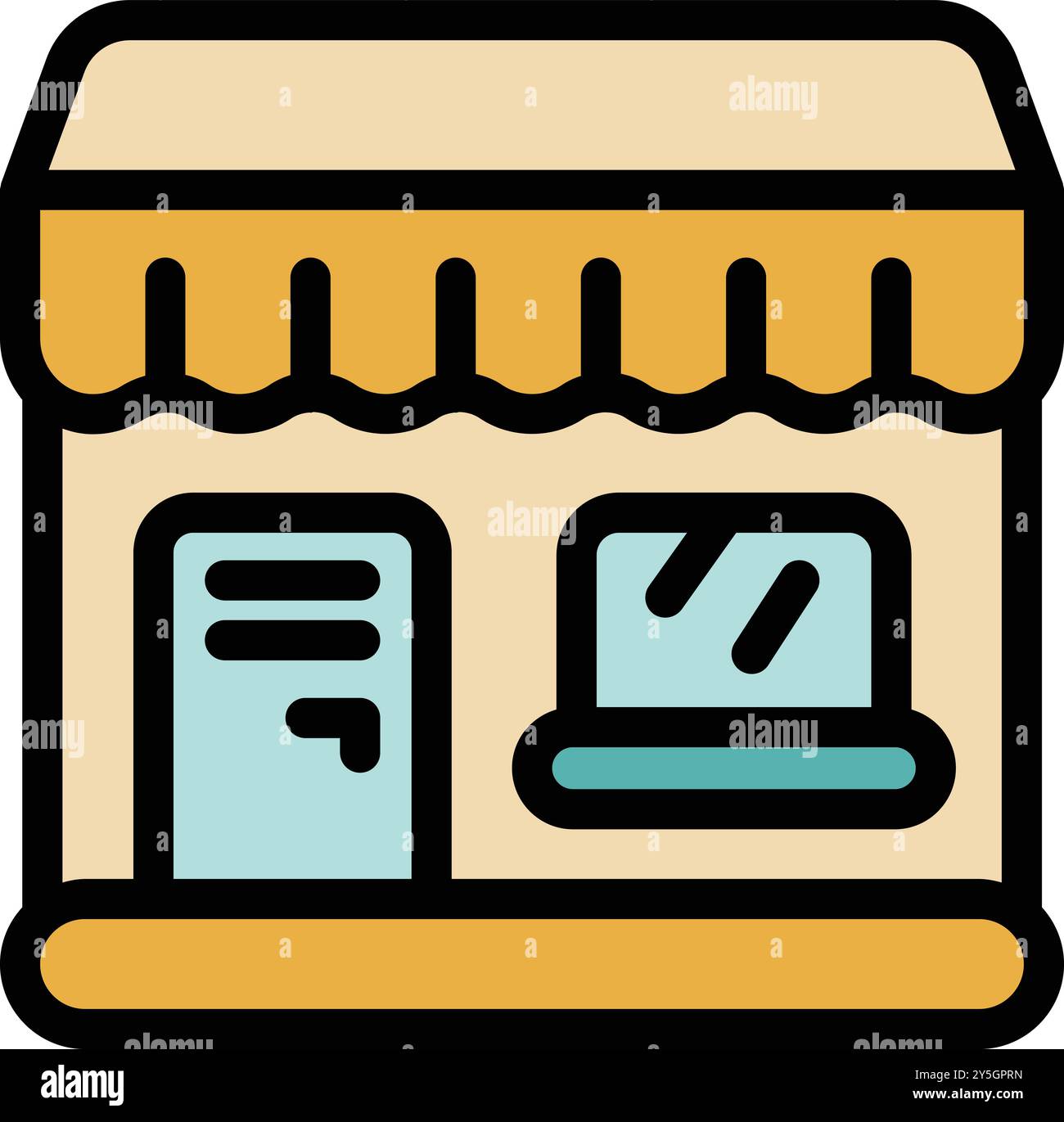 Simple icon of a commercial building facade, representing local ...