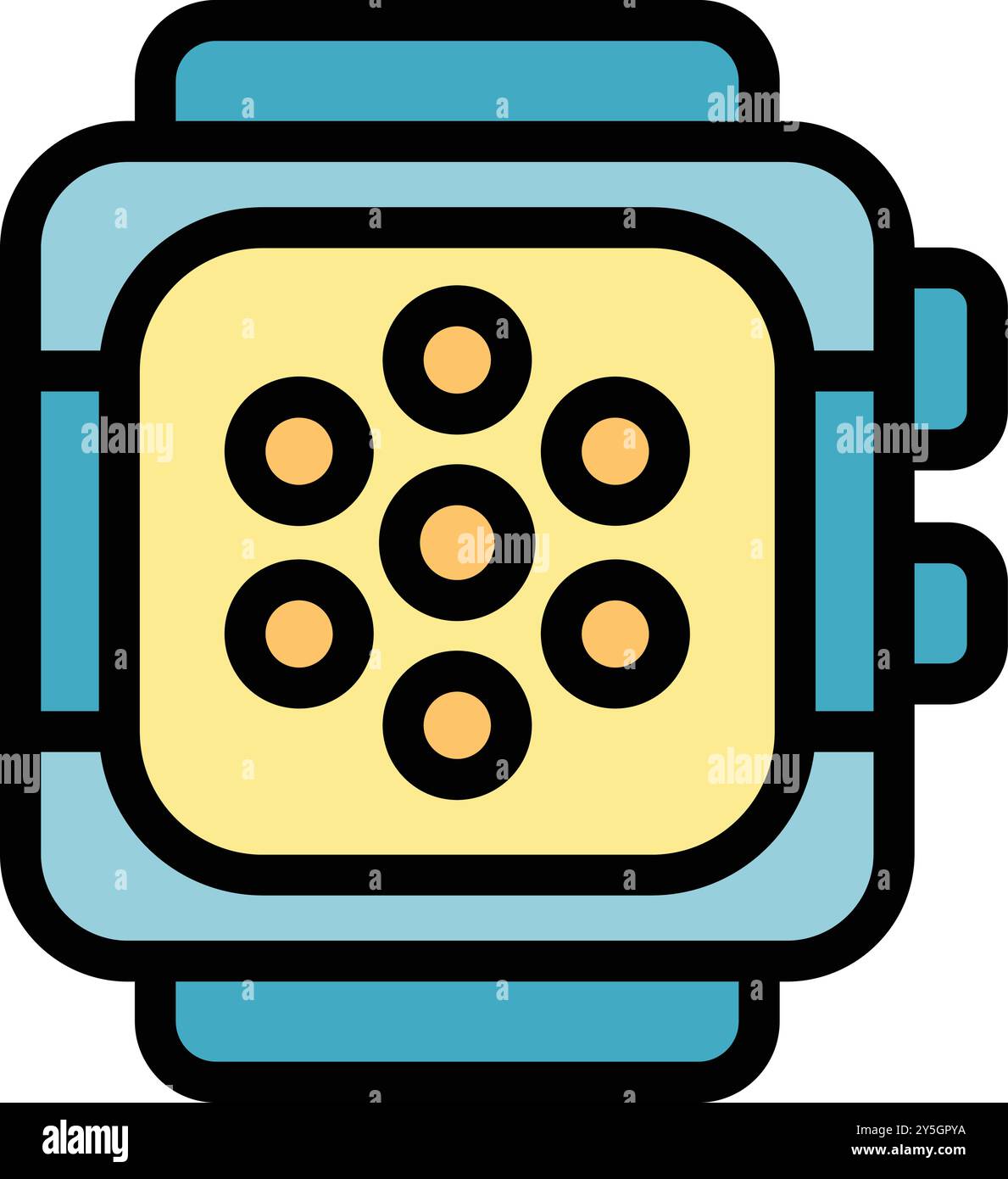 Modern smartwatch is displaying seven dots forming a circle, indicating that an app is loading ...