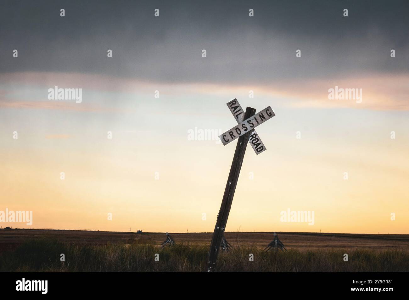 A railroad crossing at sunset in the Oklahoma Panhandle Stock Photo - Alamy