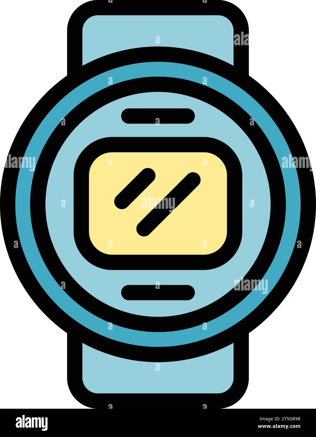 Blue smartwatch with big screen showing modern user interface, isolated on white background ...