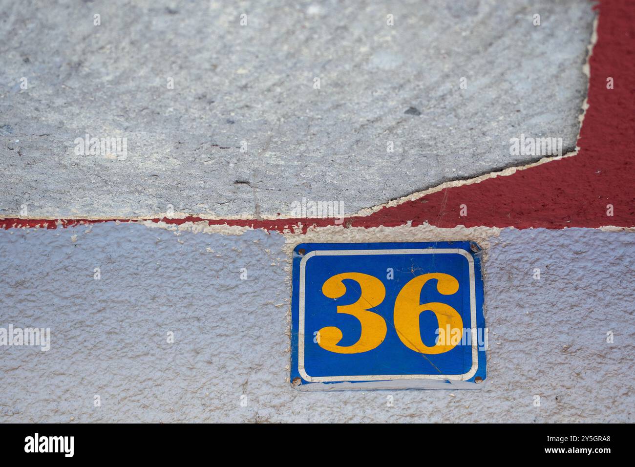 Number 36: Home Address Under Damaged Ceiling Wall Stock Photo - Alamy