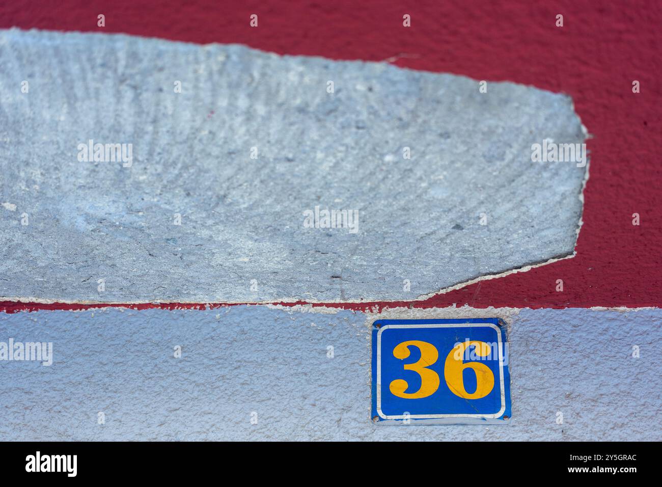 Number 36: Home Address Under Damaged Ceiling Wall Stock Photo - Alamy