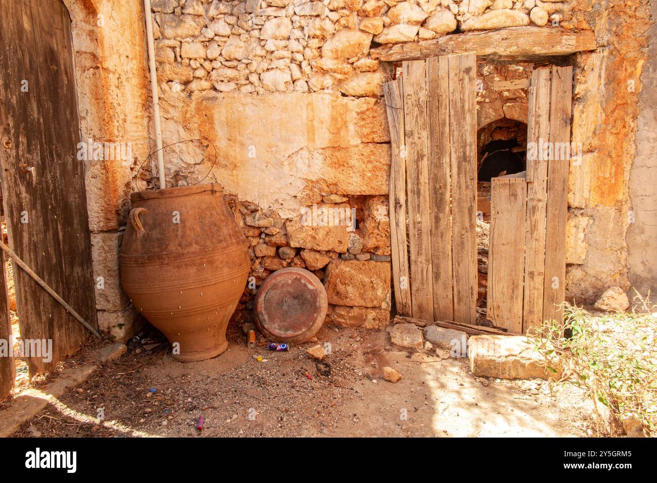 An ancient Cretian house in the pretty old town of Malia in Crete ...
