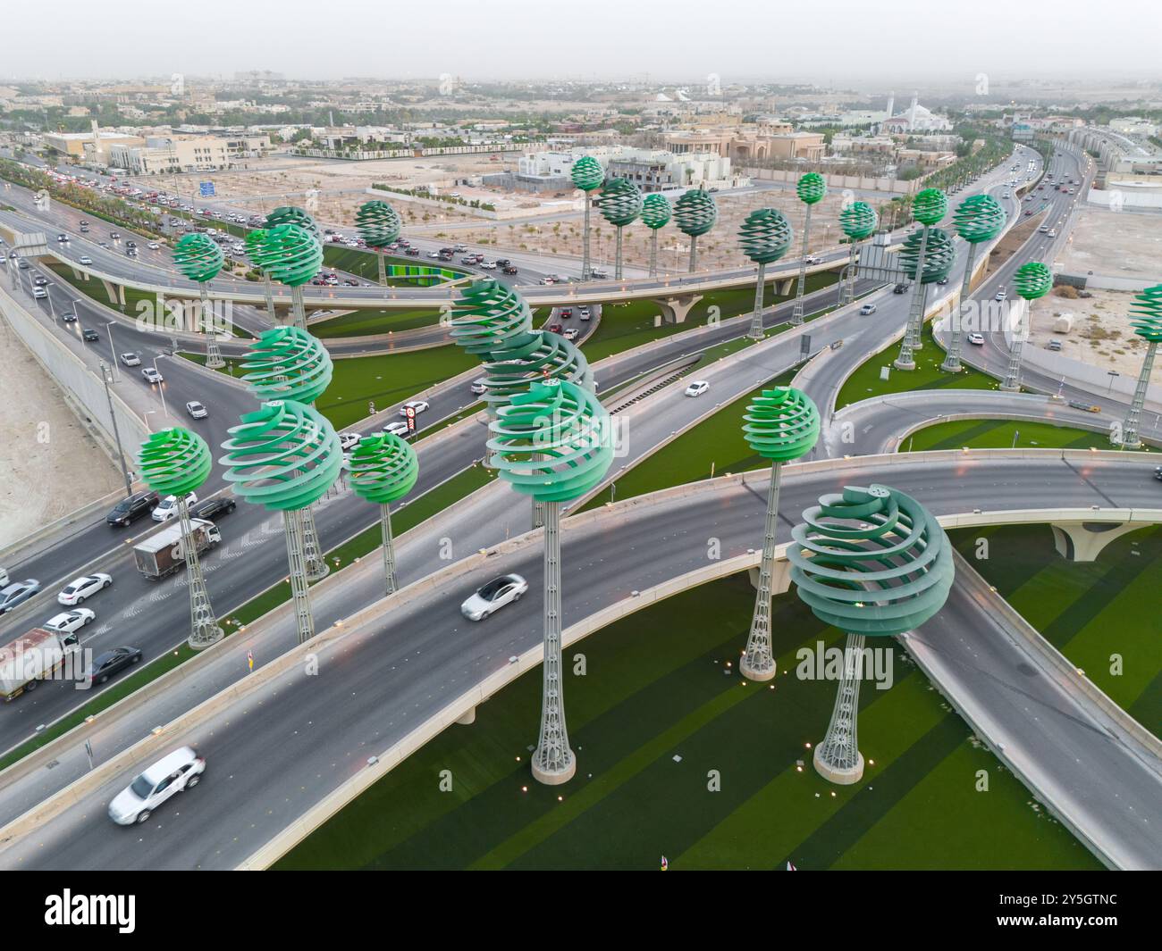 Drone photo of busy motorway The Green Field Riyadh KSA Stock Photo - Alamy