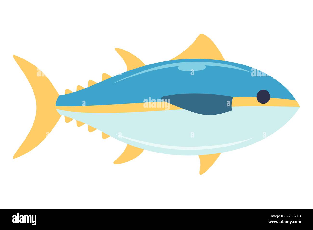 Cartoon Yellowfin tuna icon. Simple flat color vector style fish illustration Stock Vector Image ...