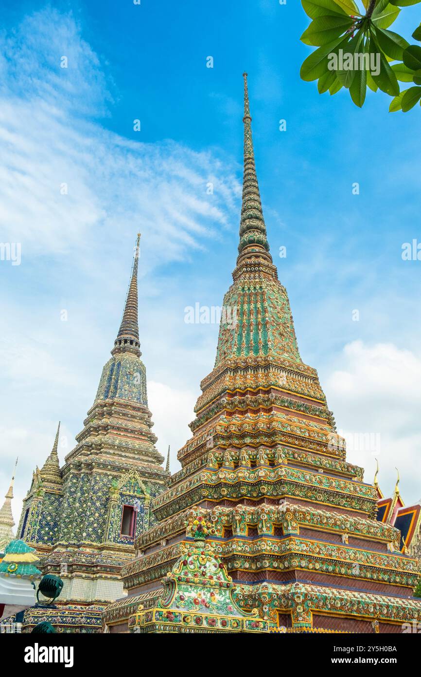 Thai Stupas in Wat Pho Temple Complex in Bangkok city, Thailand ...