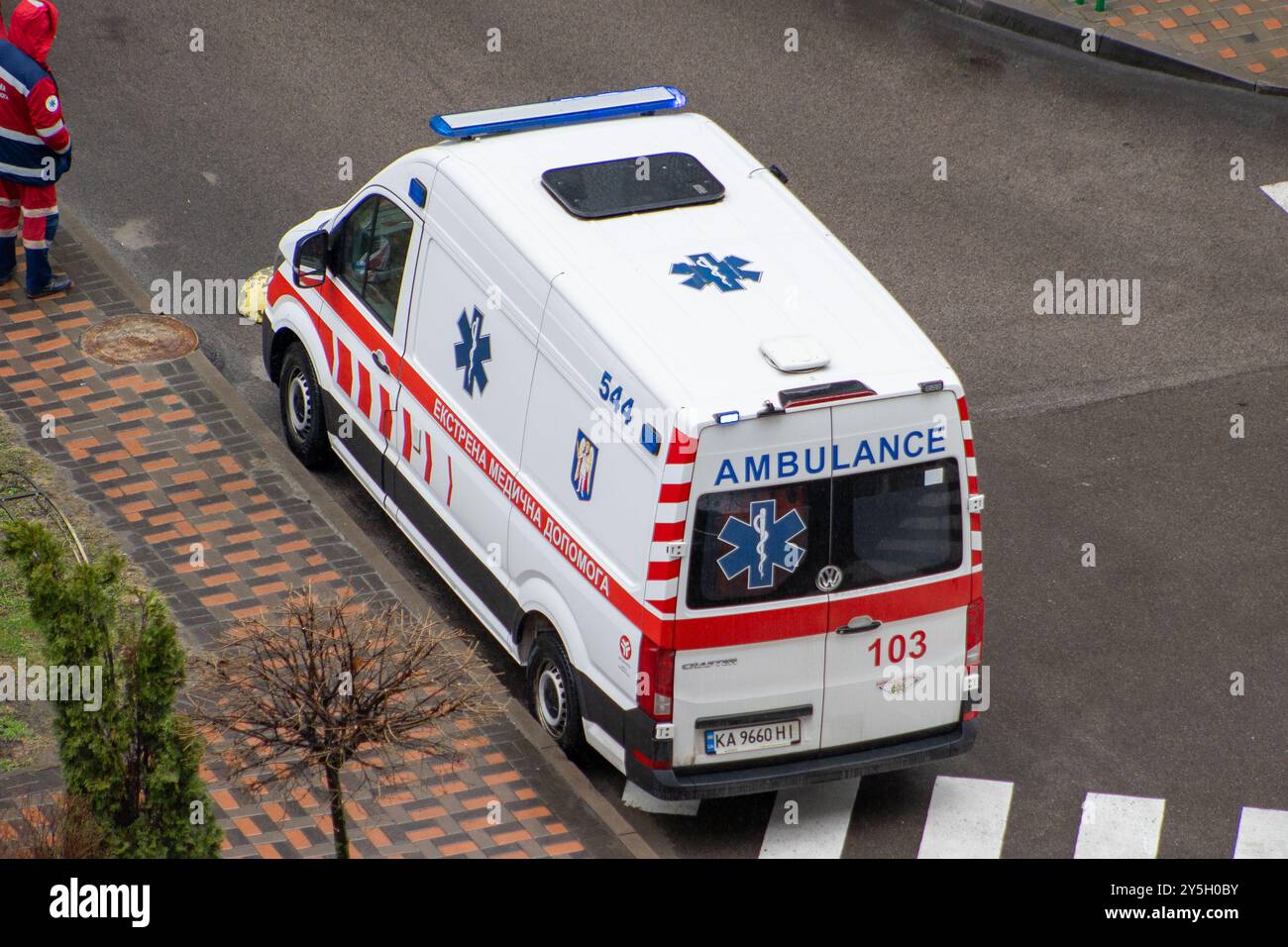 Emergency medical vehicle. 103 Ukrainian ambulance on the street ...