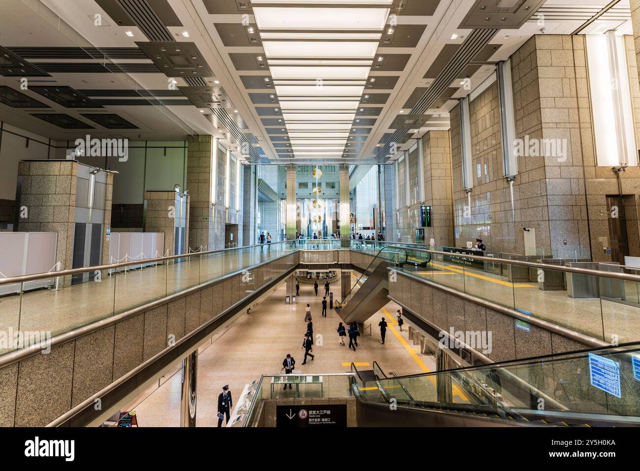 Interior, ground floor marble hall of the Tokyo Metropolitan Government ...