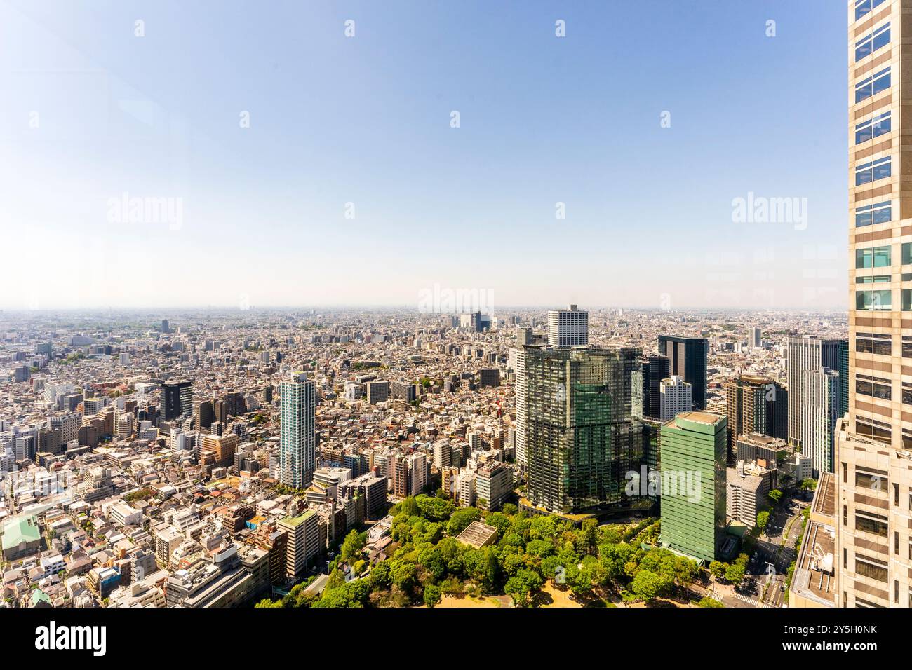 The Tokyo city urban landscape seen from the observation deck of the ...